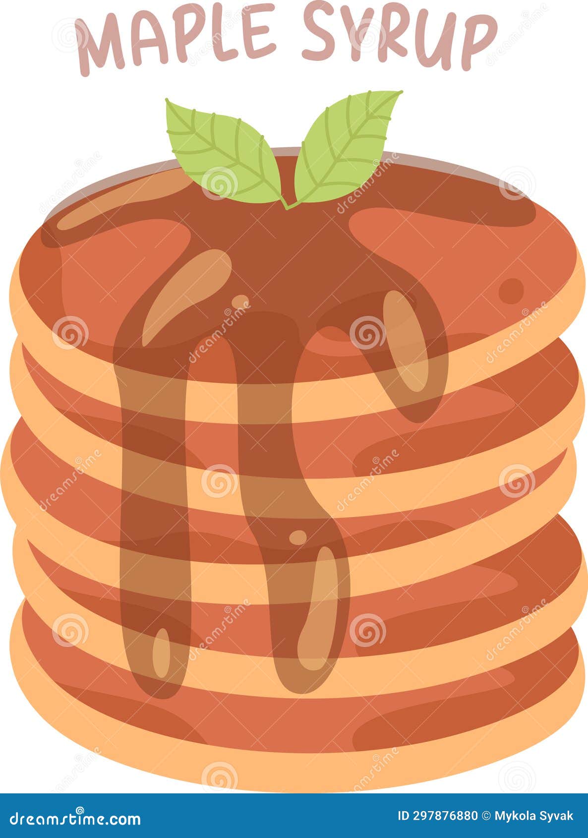 Pancakes with Maple Syrup stock vector. Illustration of homemade ...