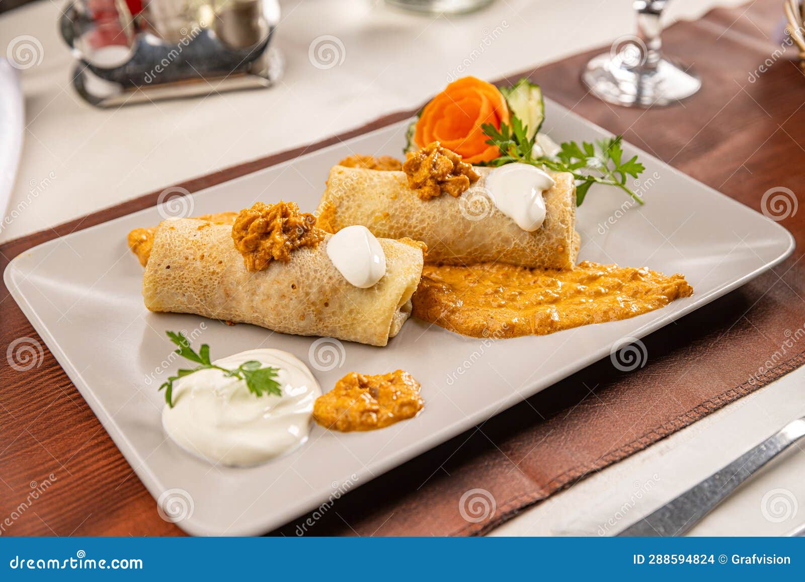 Pancakes with Meat and Stew Stock Photo - Image of pancakes, roll ...