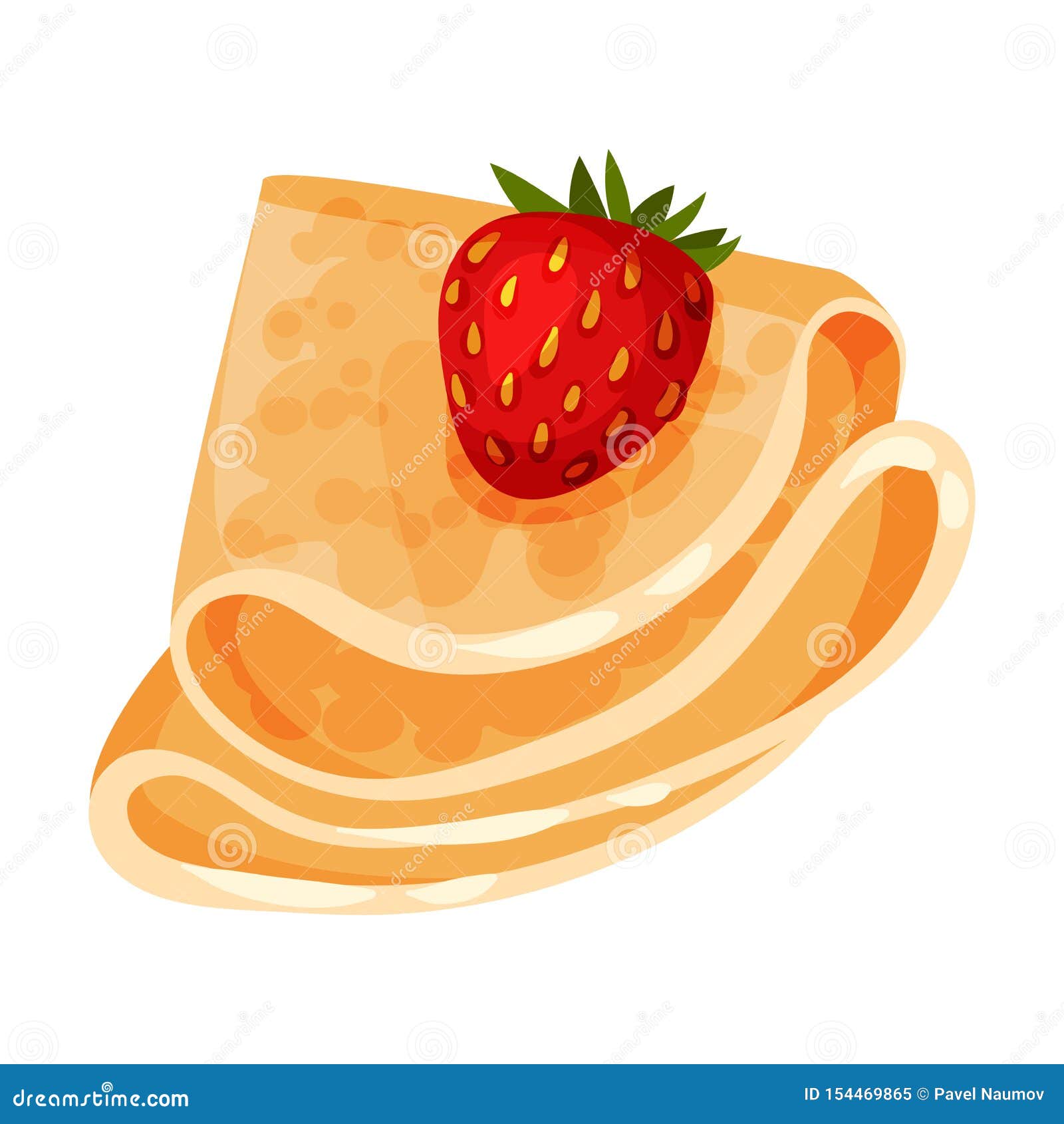 Pancakes in the Shape of a Triangle with Strawberries. Vector ...
