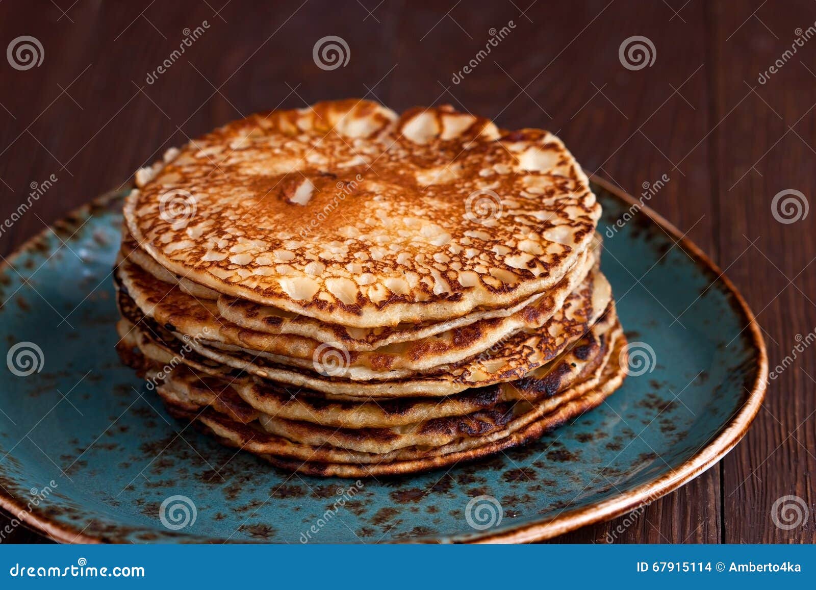 Pancakes Stack on Ceramic Plate Stock Photo - Image of book, fresh ...