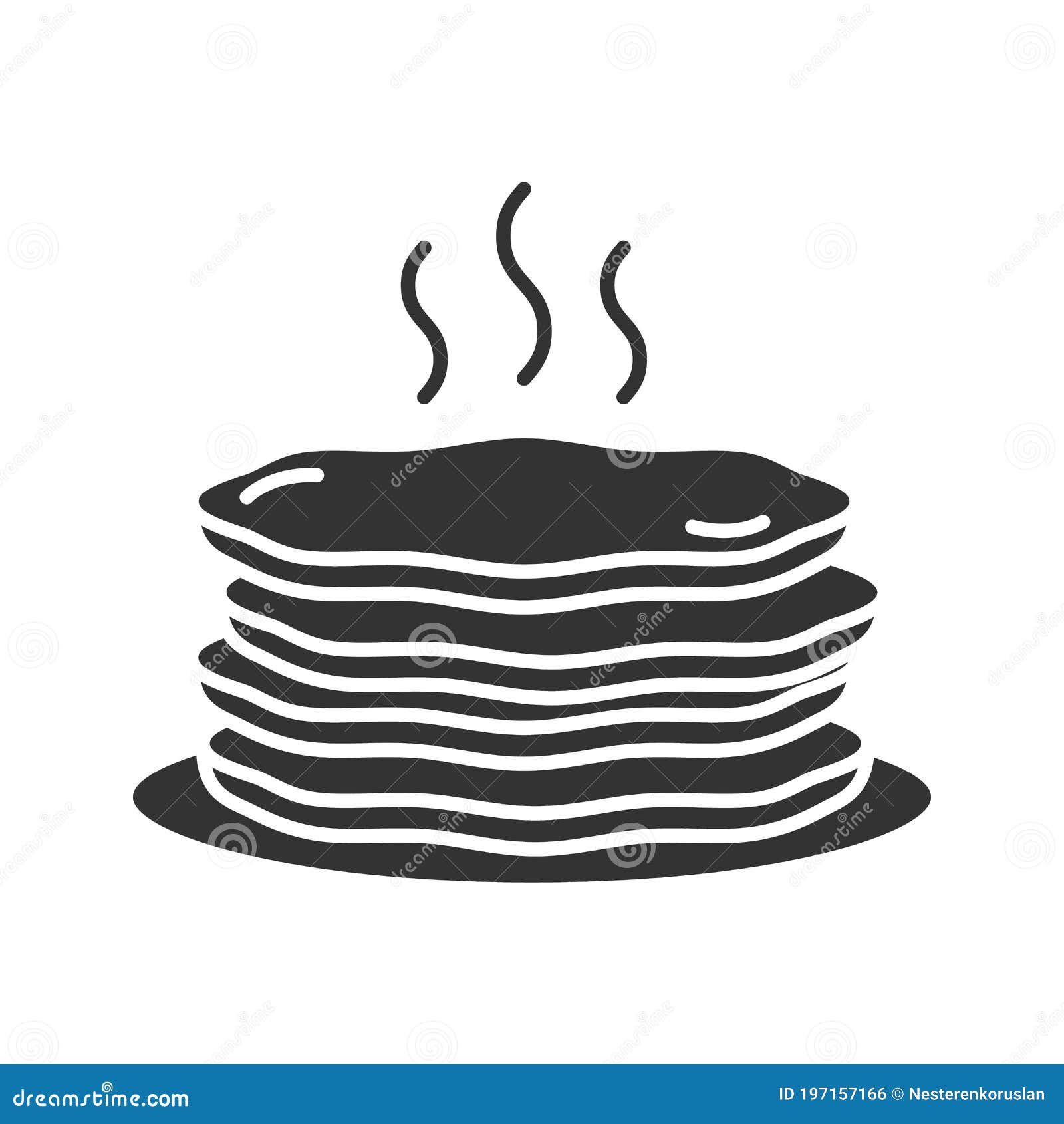 Pancakes stack glyph icon stock vector. Illustration of breakfast ...