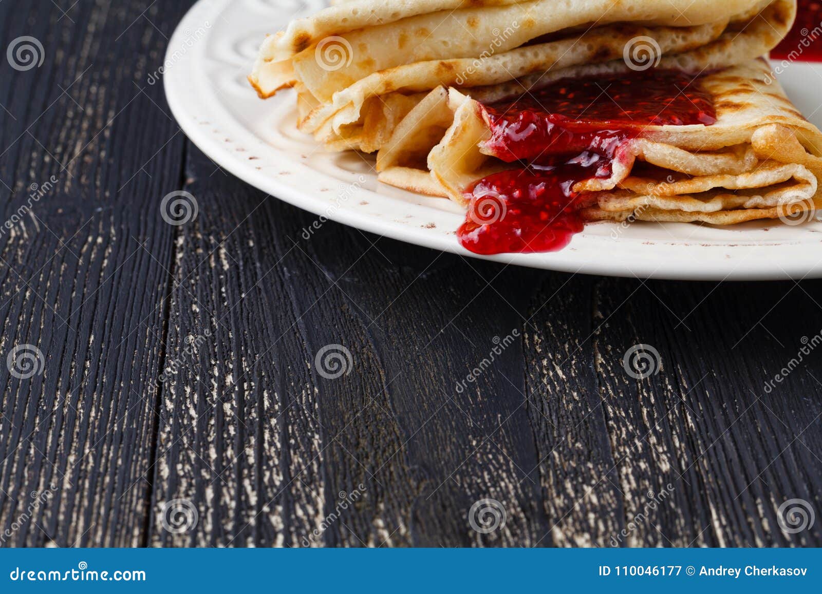 Pancakes with Strawberry Jam Stock Image - Image of strawberry, plate ...