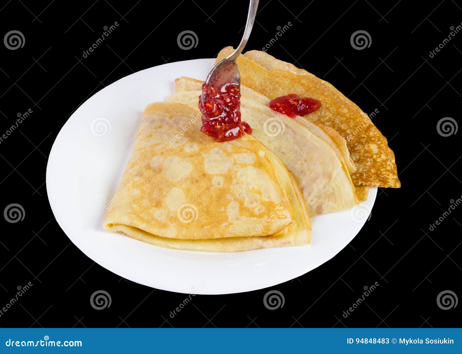 Pancakes with Strawberry Jam. Stock Image - Image of snack, fresh: 94848483