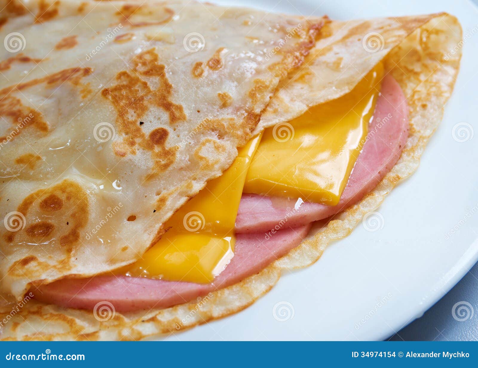 Pancakes Stuffed Ham and Cheese. Stock Photo - Image of stuffed ...