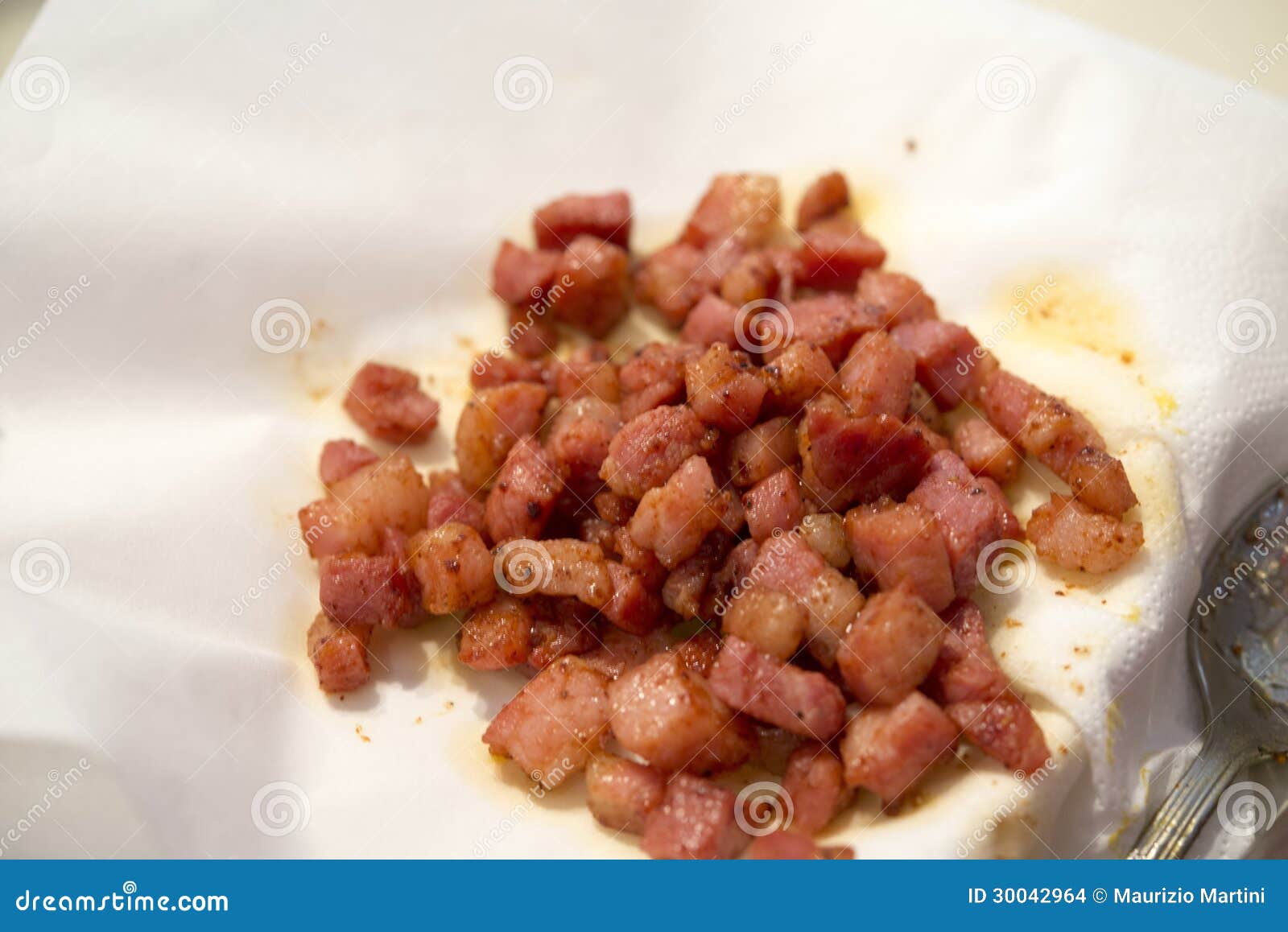 Fried Pancetta stock photo. Image of pieces, meat, pancetta - 30042964