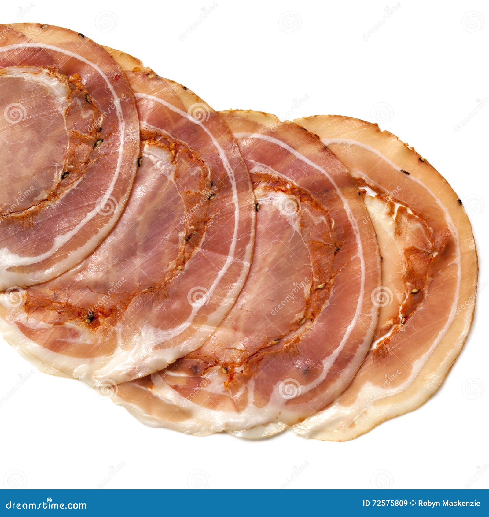 Pancetta Sliced Isolated Top View Stock Image - Image of rashers, fresh ...