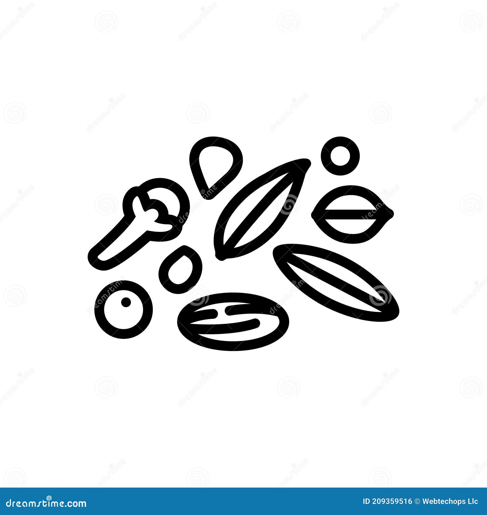 Black Line Icon for Panch Phoron, Condiment and Spice Stock Vector ...