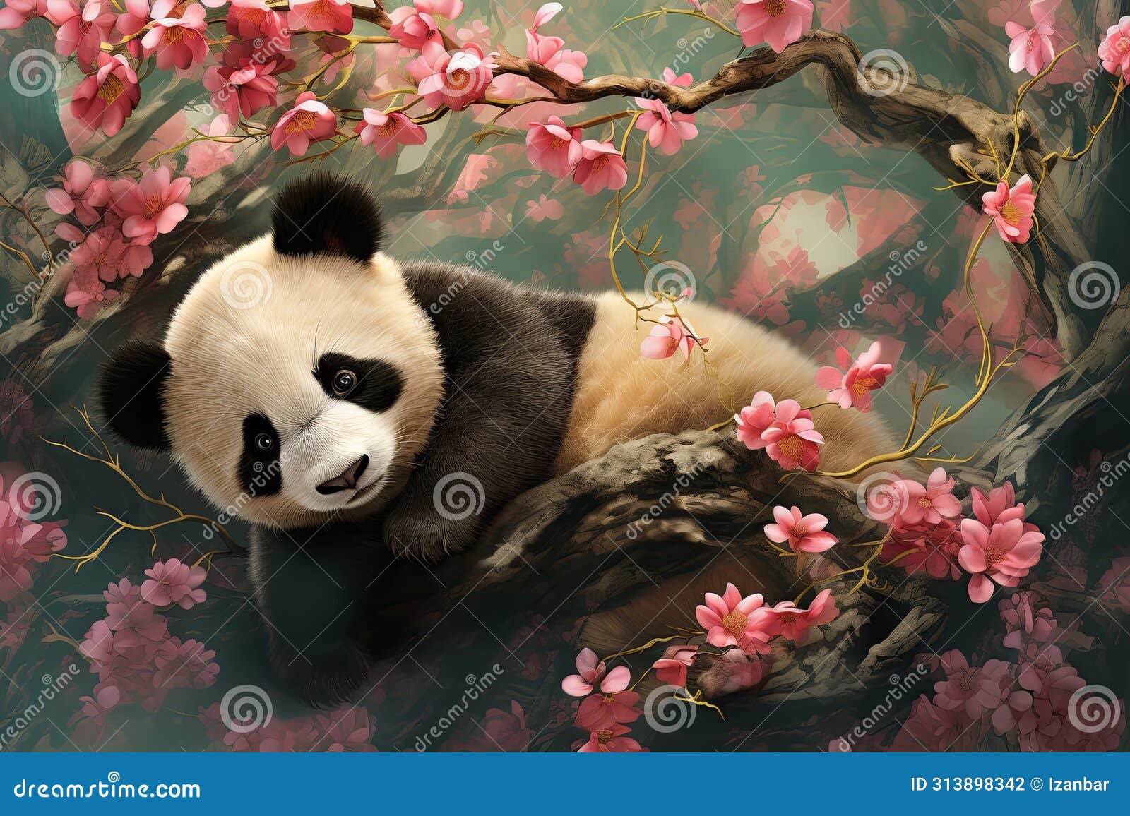 Panda Abstract Soft Peach Color Illustration Generative AI Stock ...