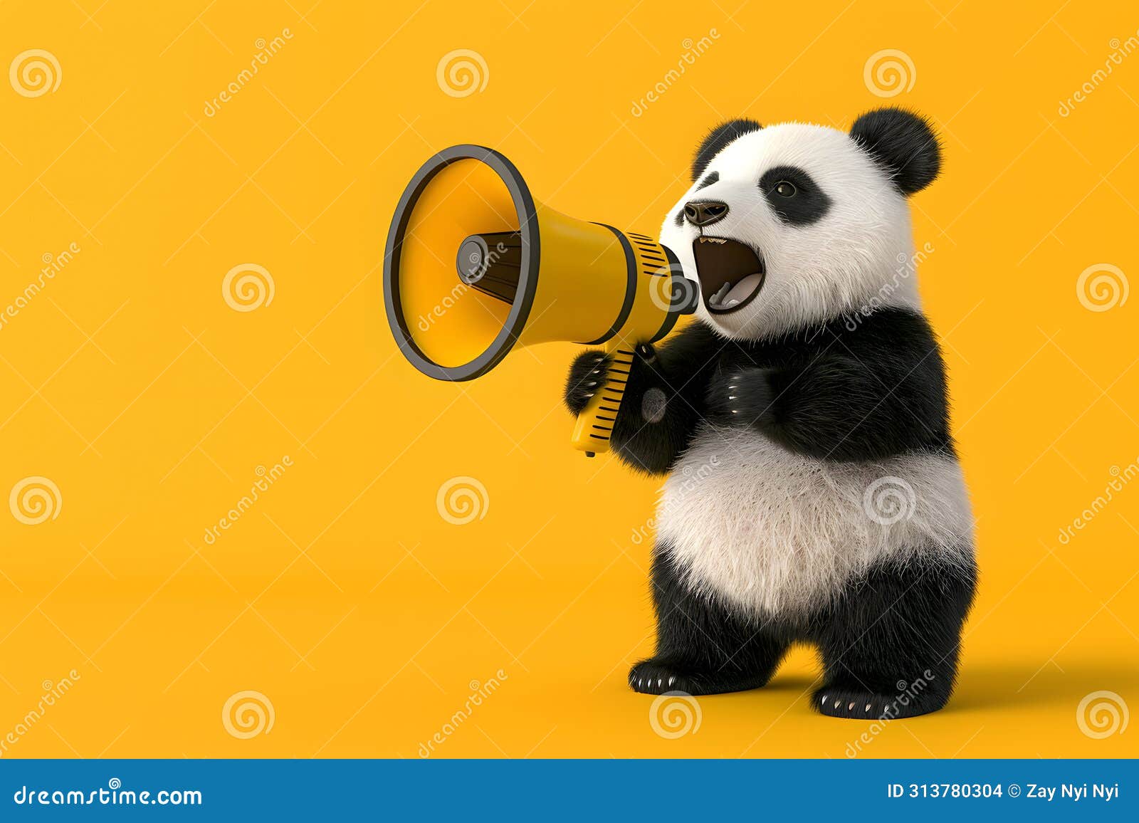 Panda Announcing Using Megaphone. Notifying, Warning, Announcement ...