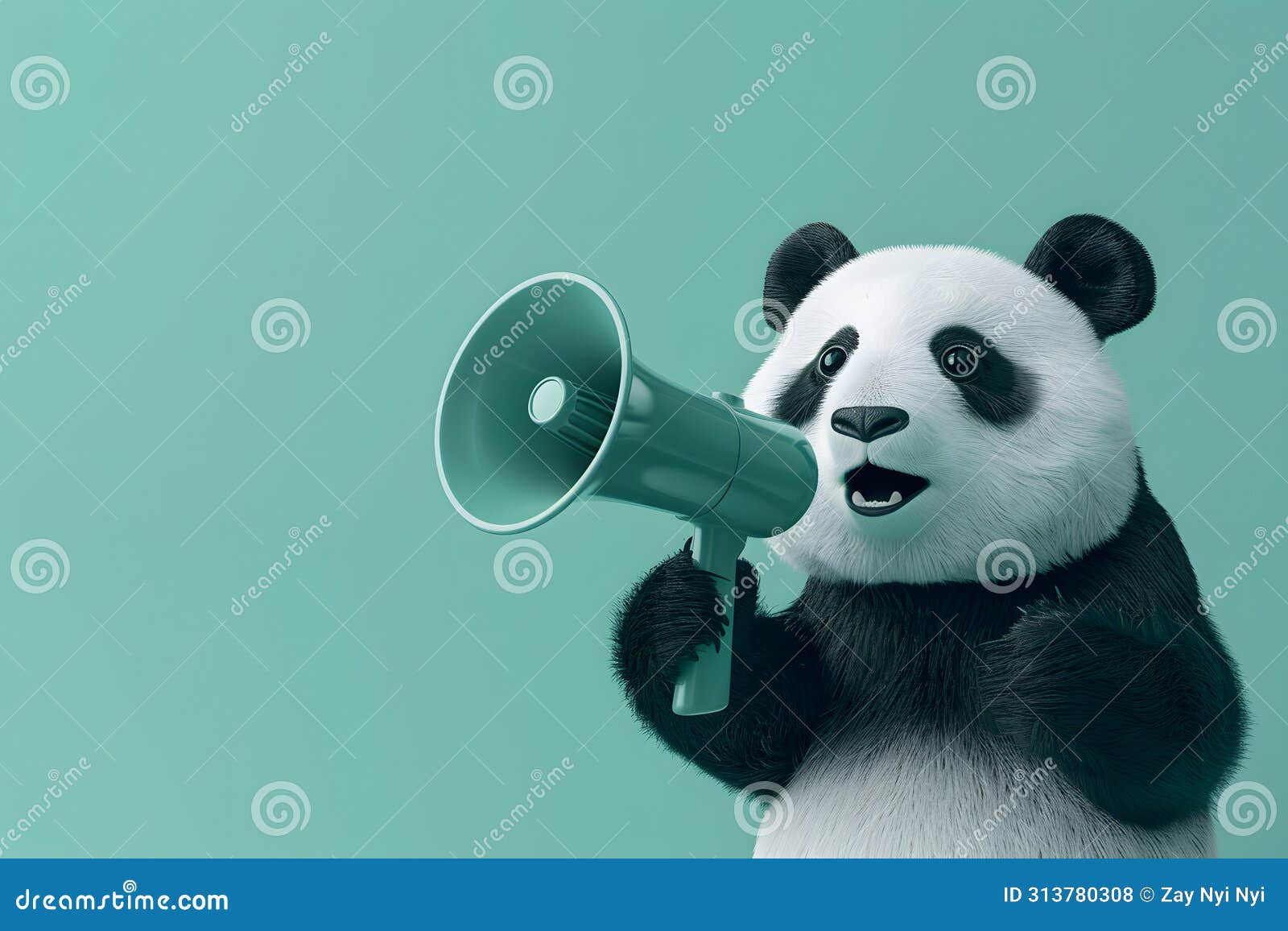 Panda Announcing Using Megaphone. Notifying, Warning, Announcement ...