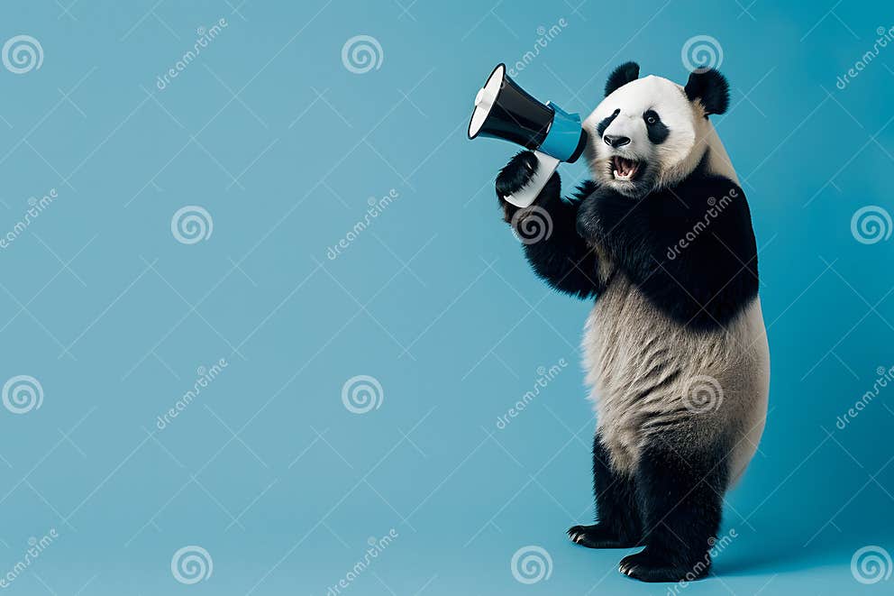 Panda Announcing Using Megaphone. Notifying, Warning, Announcement ...