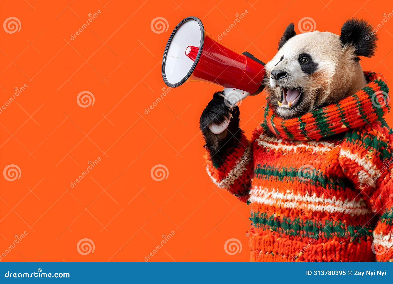 Panda Announcing Using Megaphone. Notifying, Warning, Announcement ...