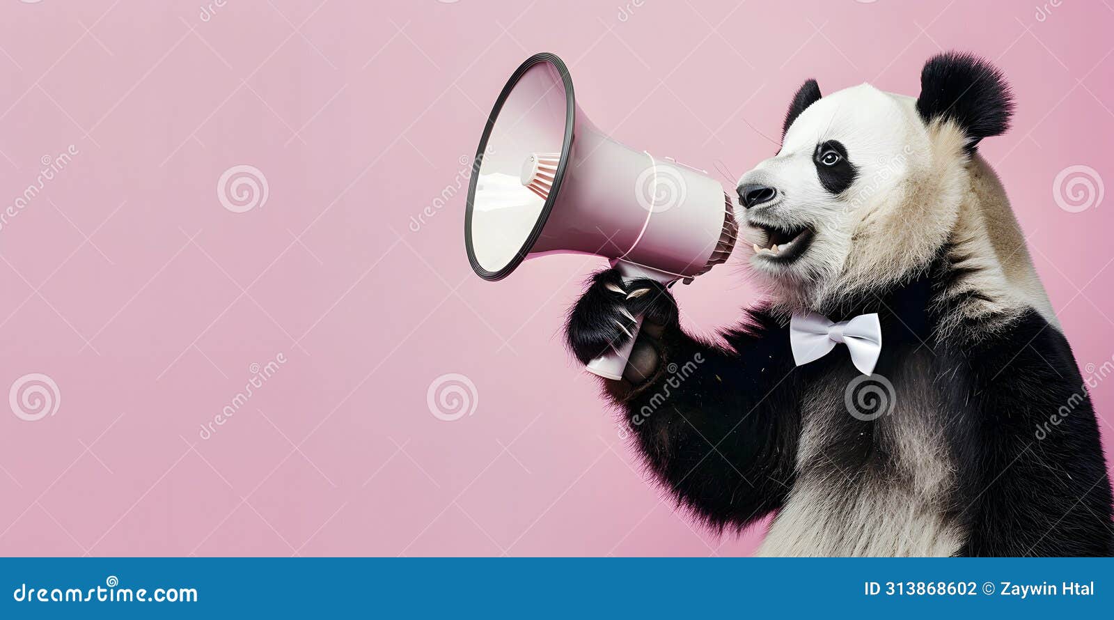 Panda Announcing Using Megaphone. Notifying, Warning, Announcement ...