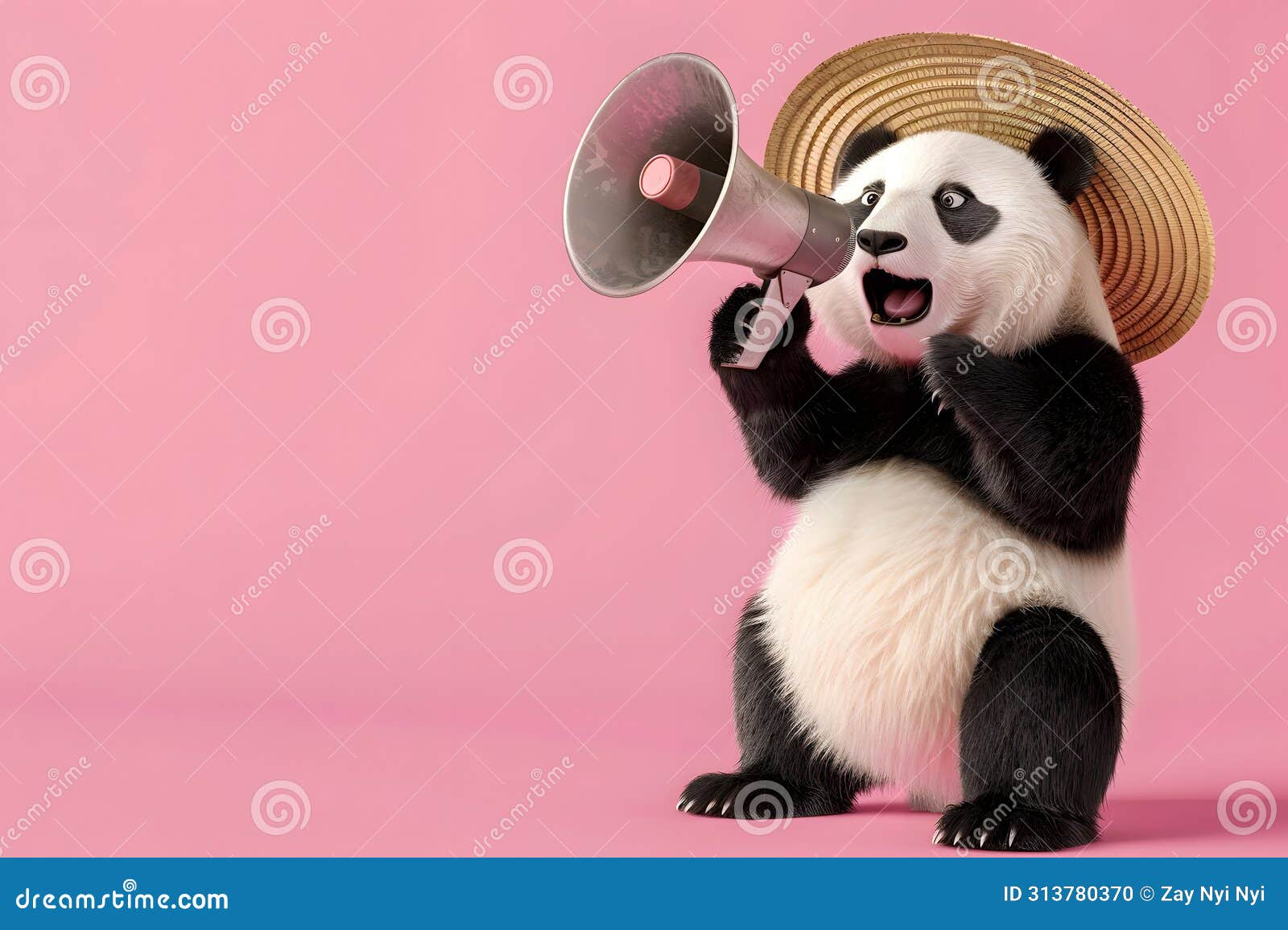 Panda Announcing Using Megaphone. Notifying, Warning, Announcement ...