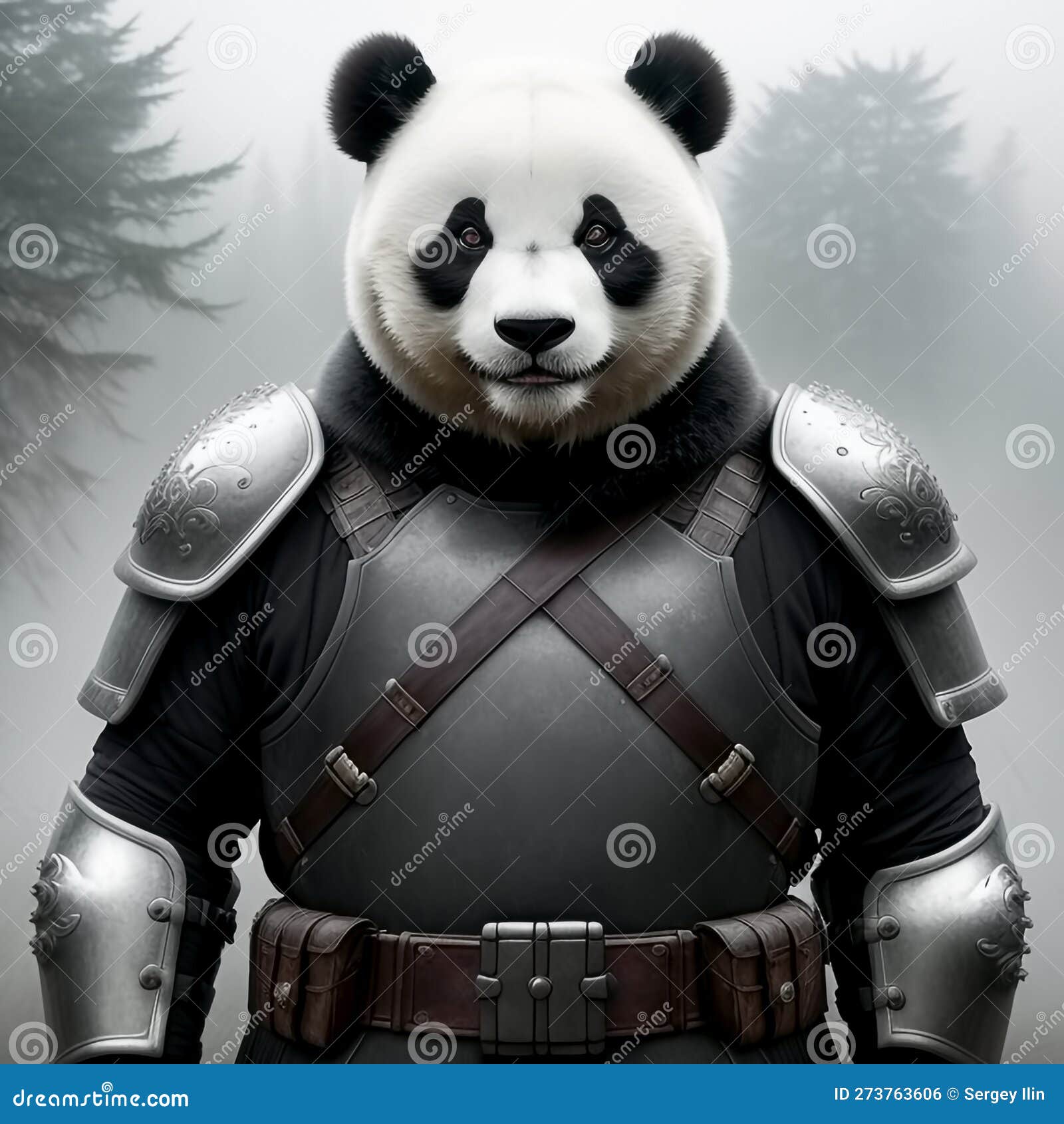 Panda in Armor. Generative AI Stock Illustration - Illustration of ...