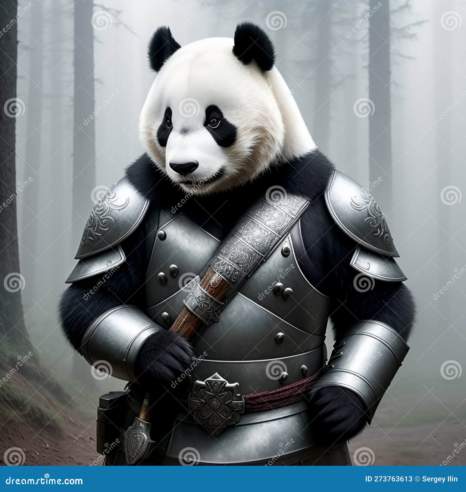 Panda in Armor. Generative AI Stock Illustration - Illustration of ...