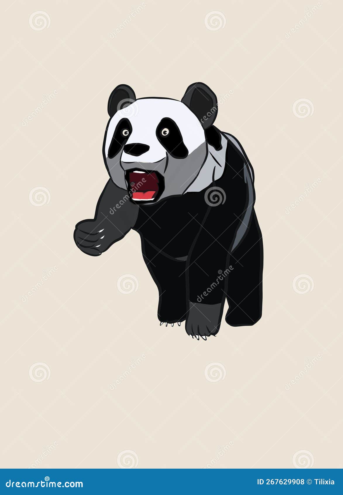 Panda Attack stock illustration. Illustration of white - 267629908