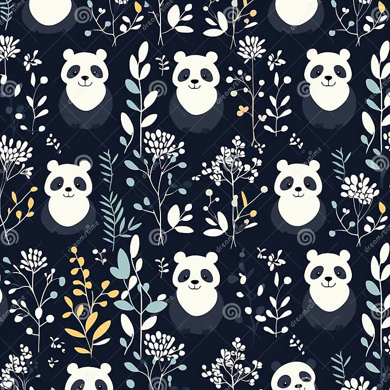 Panda Background, Design Seamless Pattern, for Nursery Backdrop ...