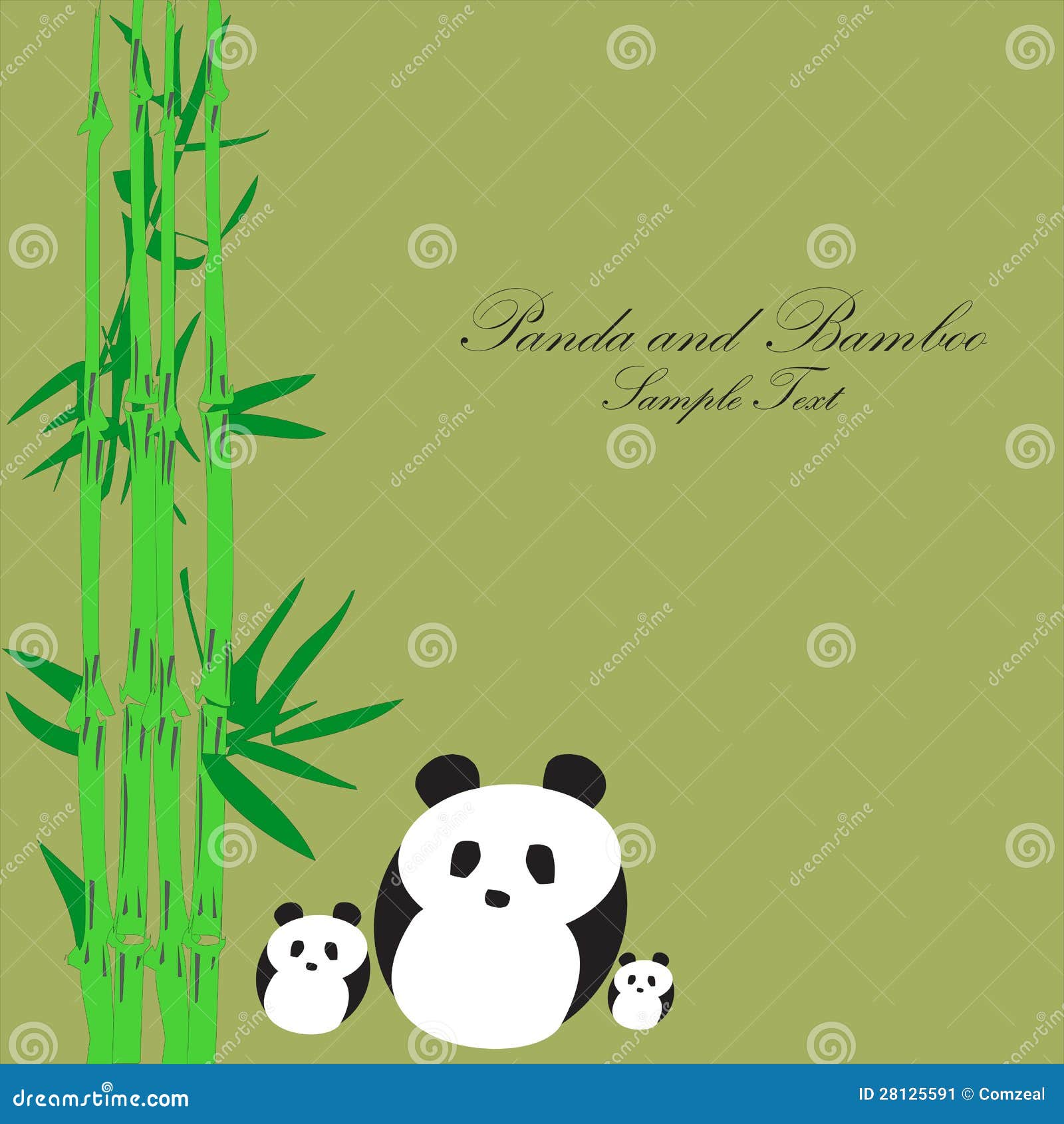 Panda with Bamboo Background Stock Illustration - Illustration of east ...