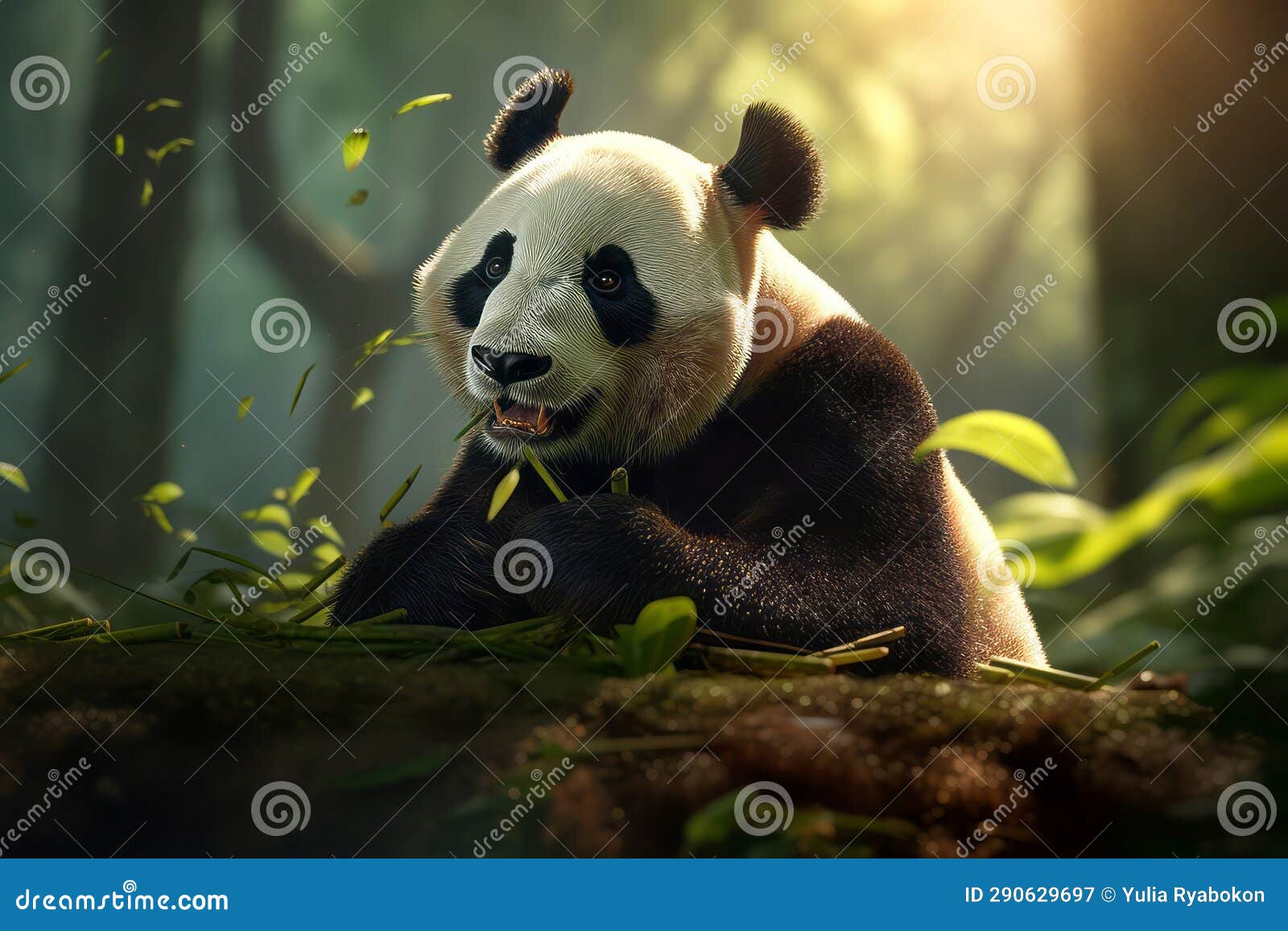 Panda With Bamboo Cartoon Vector | CartoonDealer.com #30734649