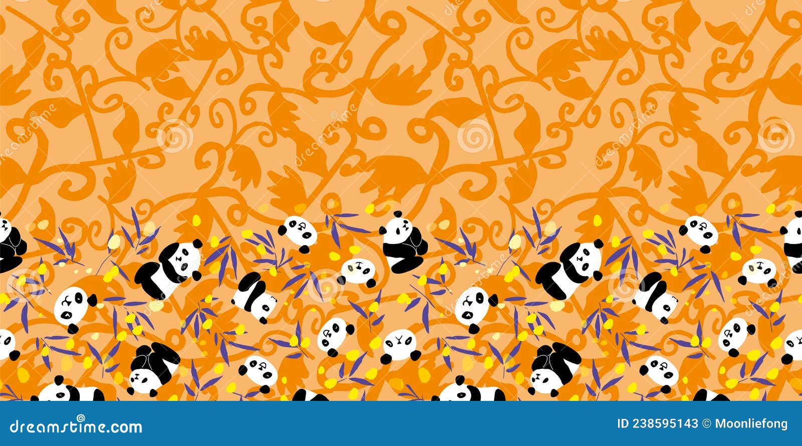 Panda Bamboo Frame Border Seamless Pattern Stock Vector - Illustration ...