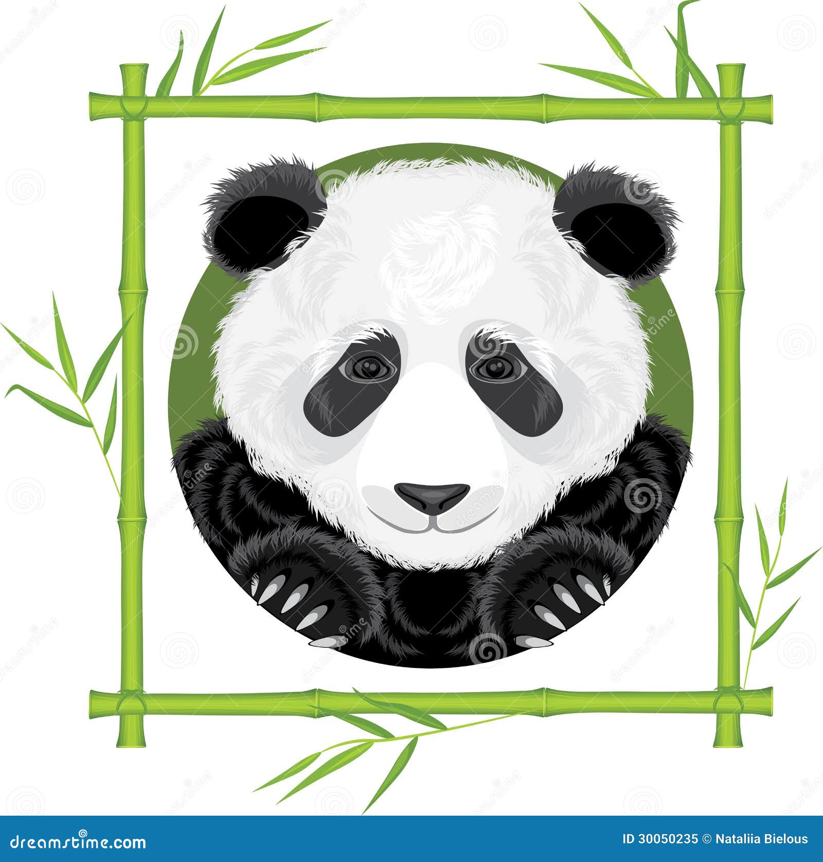 Panda in the bamboo frame stock vector. Illustration of leaf - 30050235