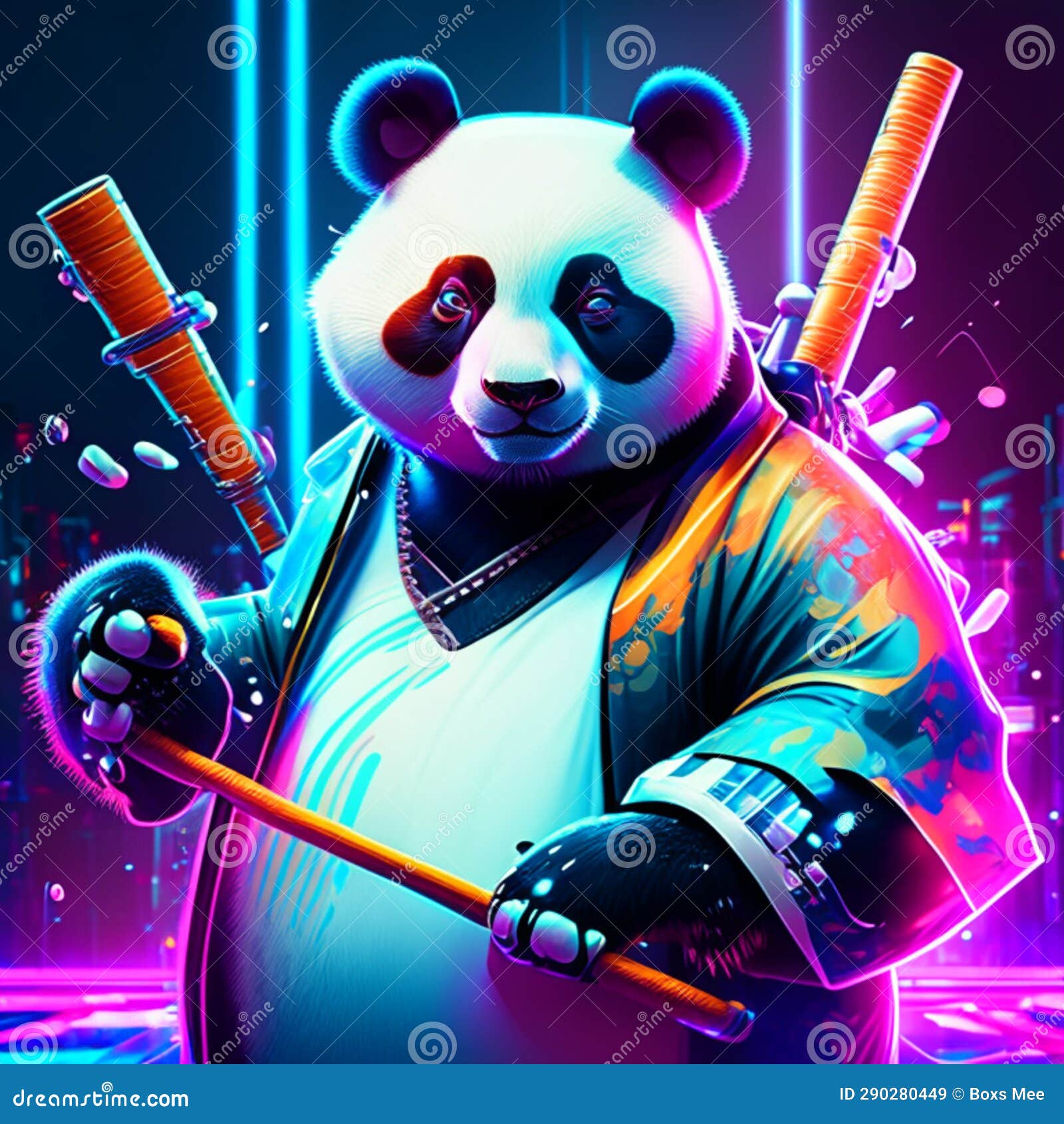 Panda with a Baseball Bat and a Baseball Bat. Vector Illustration Stock ...