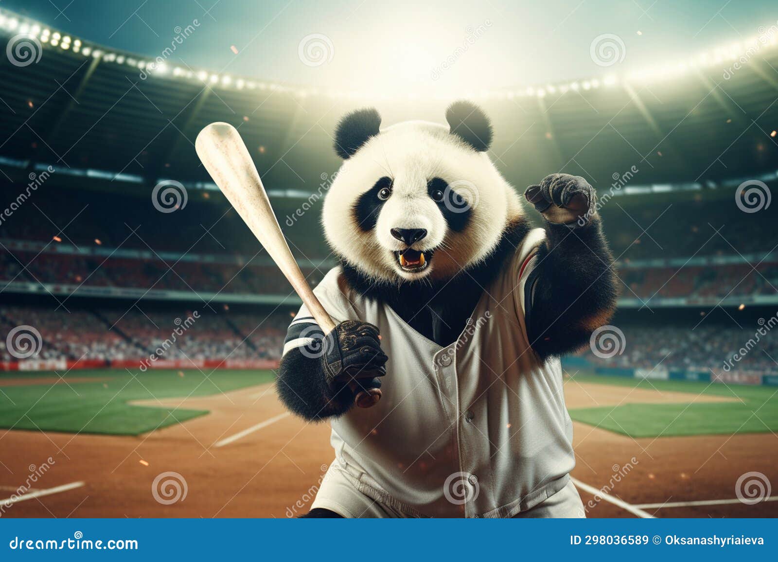 Panda Baseball Stadium. Anthropomorphic Animals Stock Illustration ...