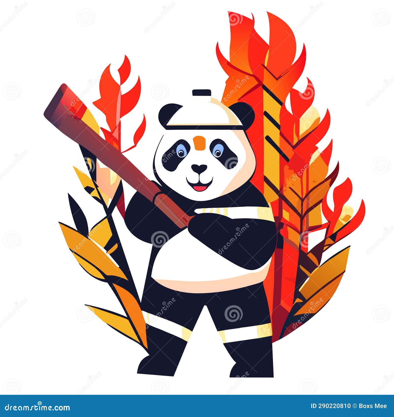 Panda Bear with a Baseball Bat in His Hand. Vector Illustration Stock ...