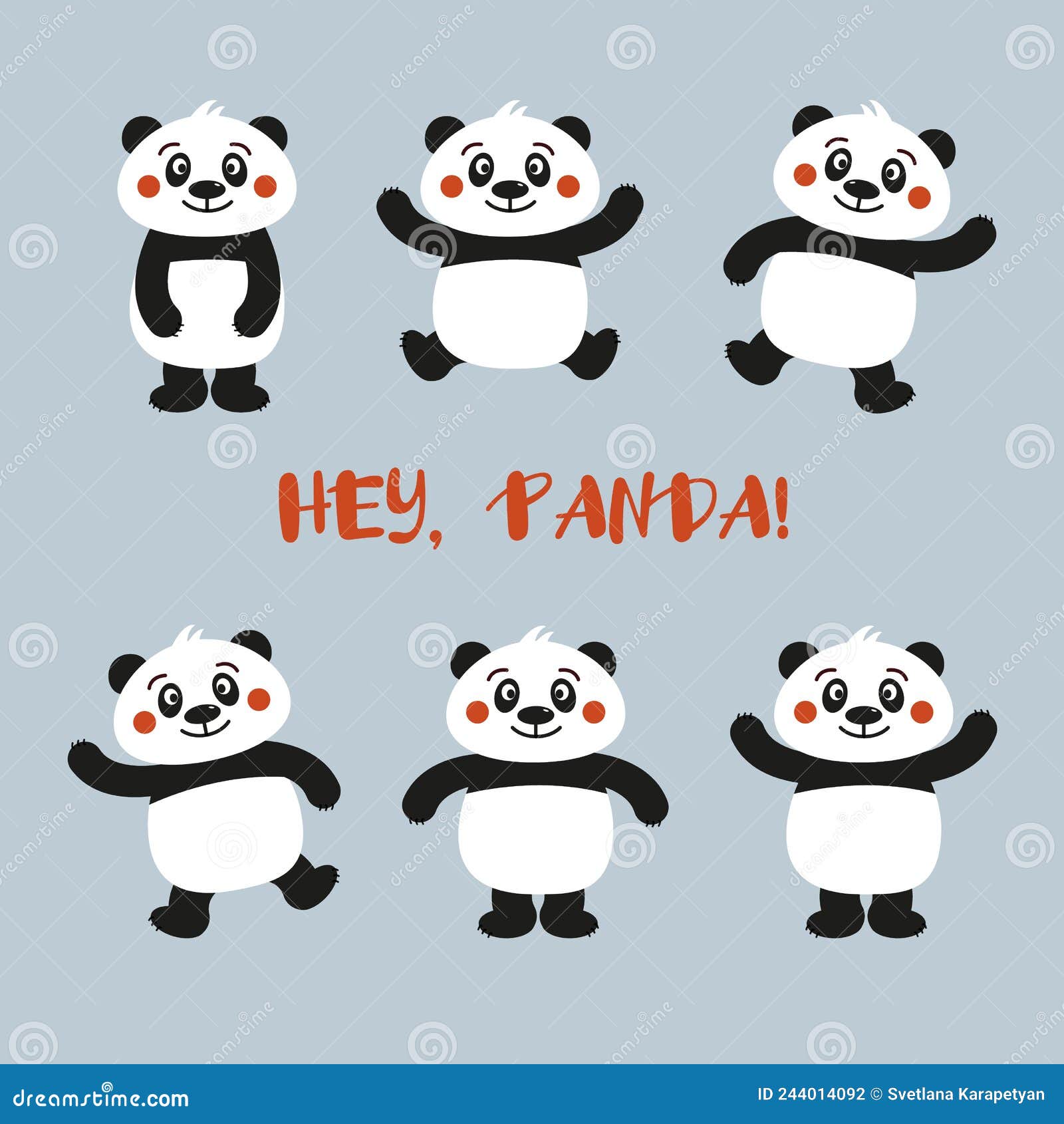 Panda Bear Character Set in Vector Flat Style. Stock Vector ...