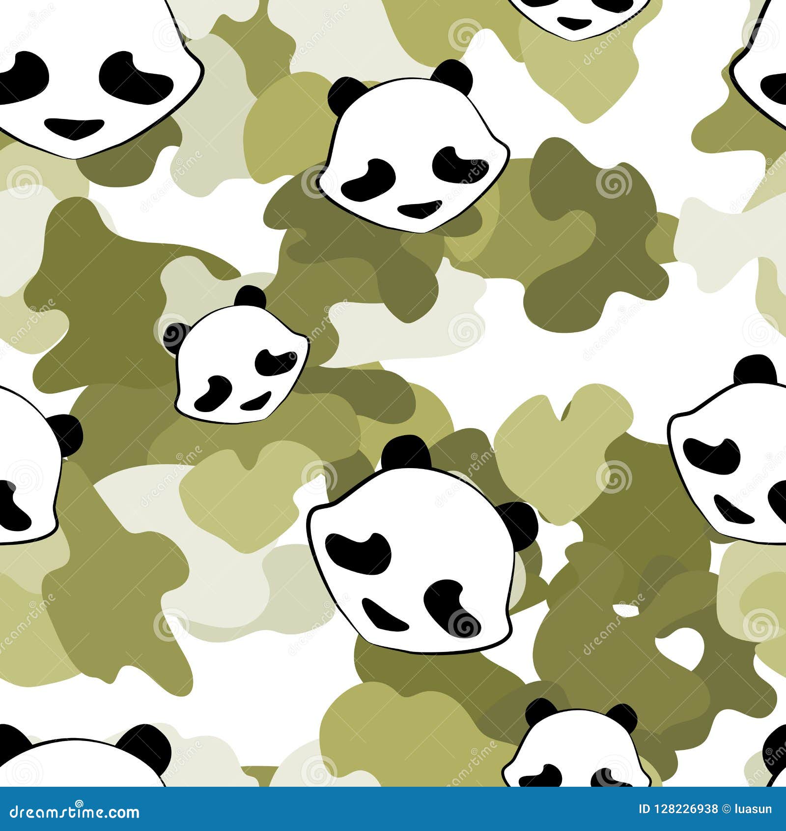 Panda Bear Cute Camouflage Animal Seamless Pattern Stock Vector ...
