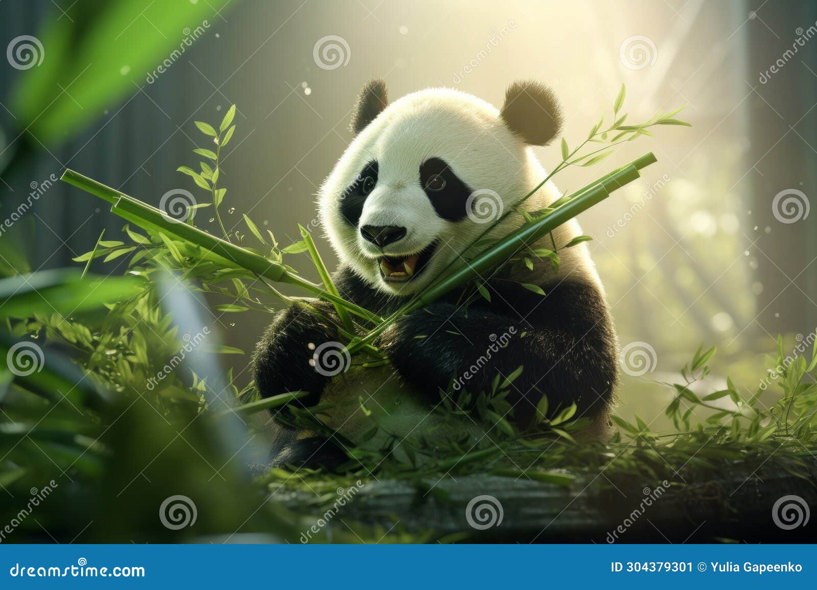 Panda Bear Eating Bamboo Plants Stock Image - Image of habitat, asia ...
