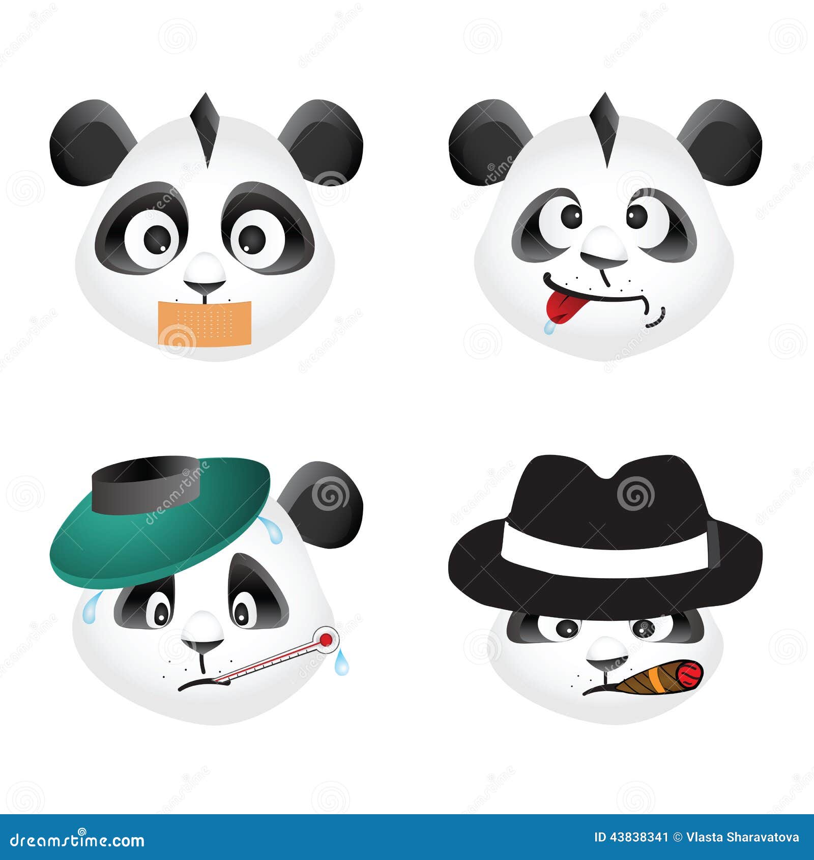 Panda Bear Emotion Icons, Vector Design Stock Vector - Illustration of ...
