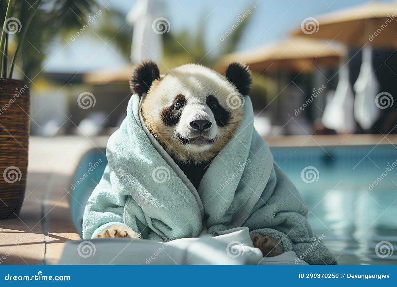 A Panda Bear Enjoying Spa Procedures in Luxury Hotel Stock Illustration ...