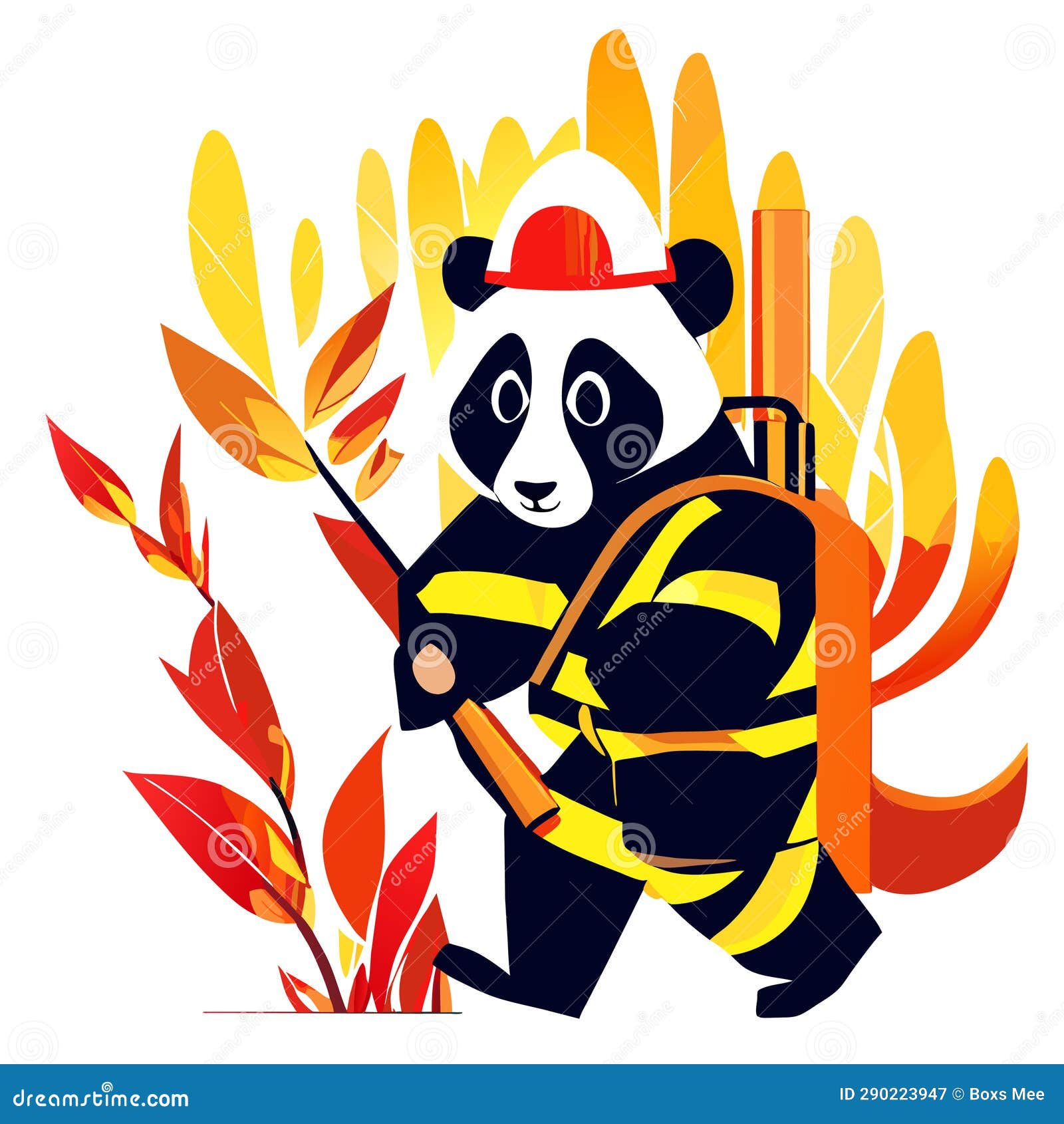 Panda Bear Hunter with a Bow and Arrow. Vector Illustration Stock ...