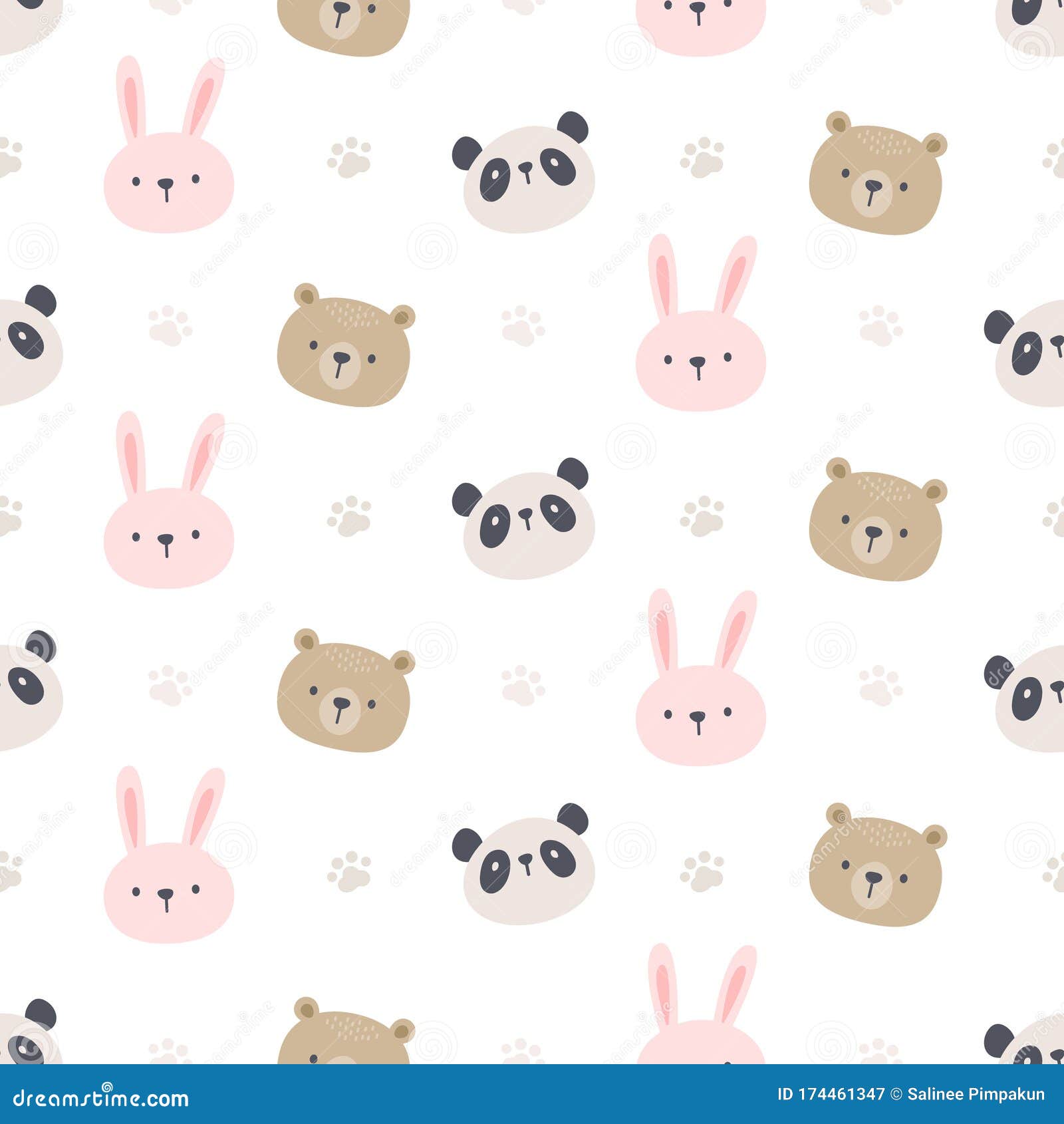 Panda Bear and Rabbit Seamless Pattern Background Stock Vector ...