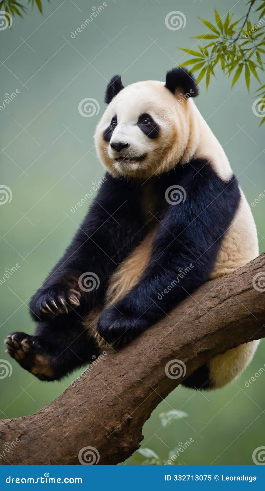 A Panda Bear Sitting on a Tree Branch Stock Illustration - Illustration ...
