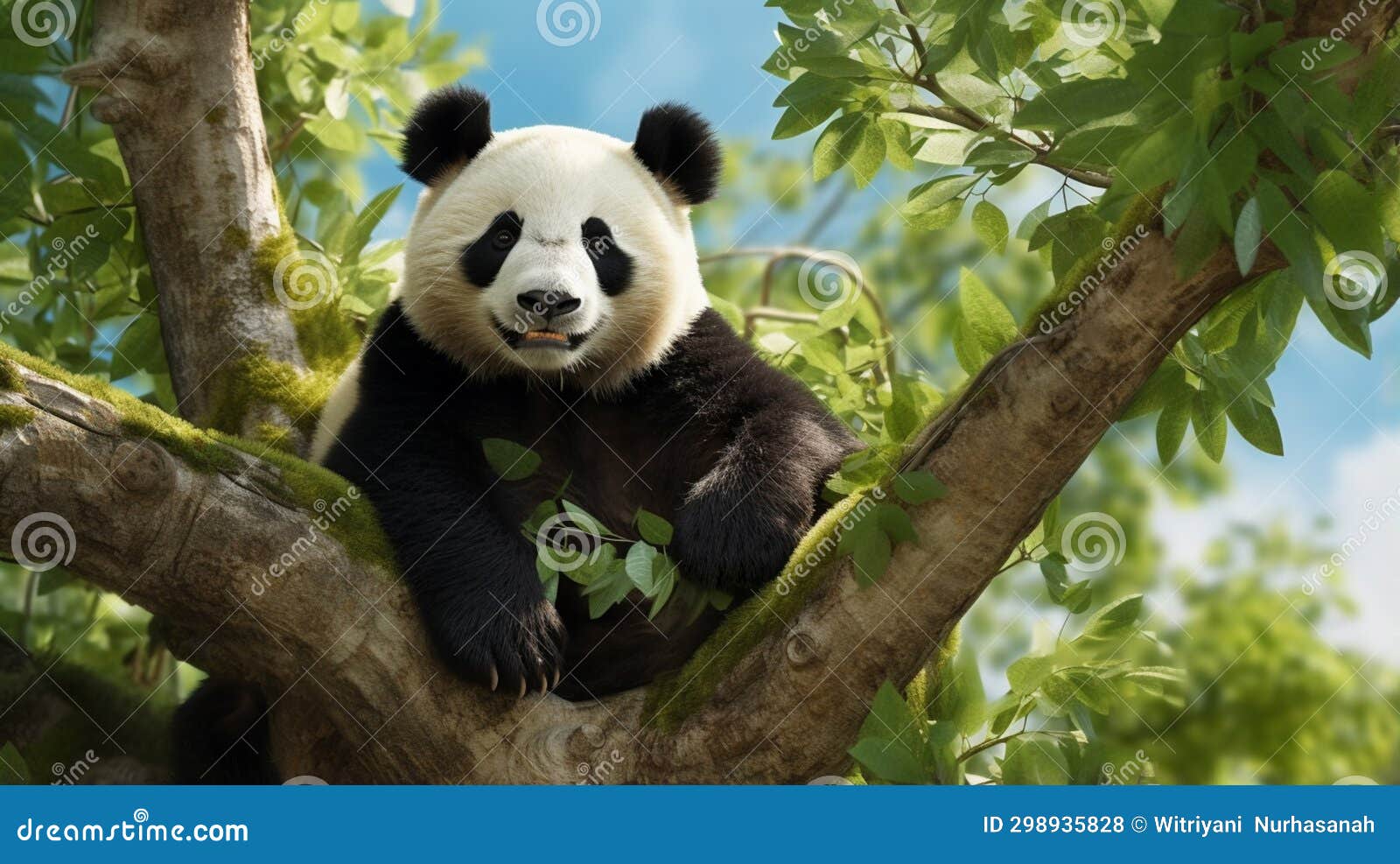 Panda Bear Sitting in Tree. Generative Ai Stock Photo - Image of tree ...