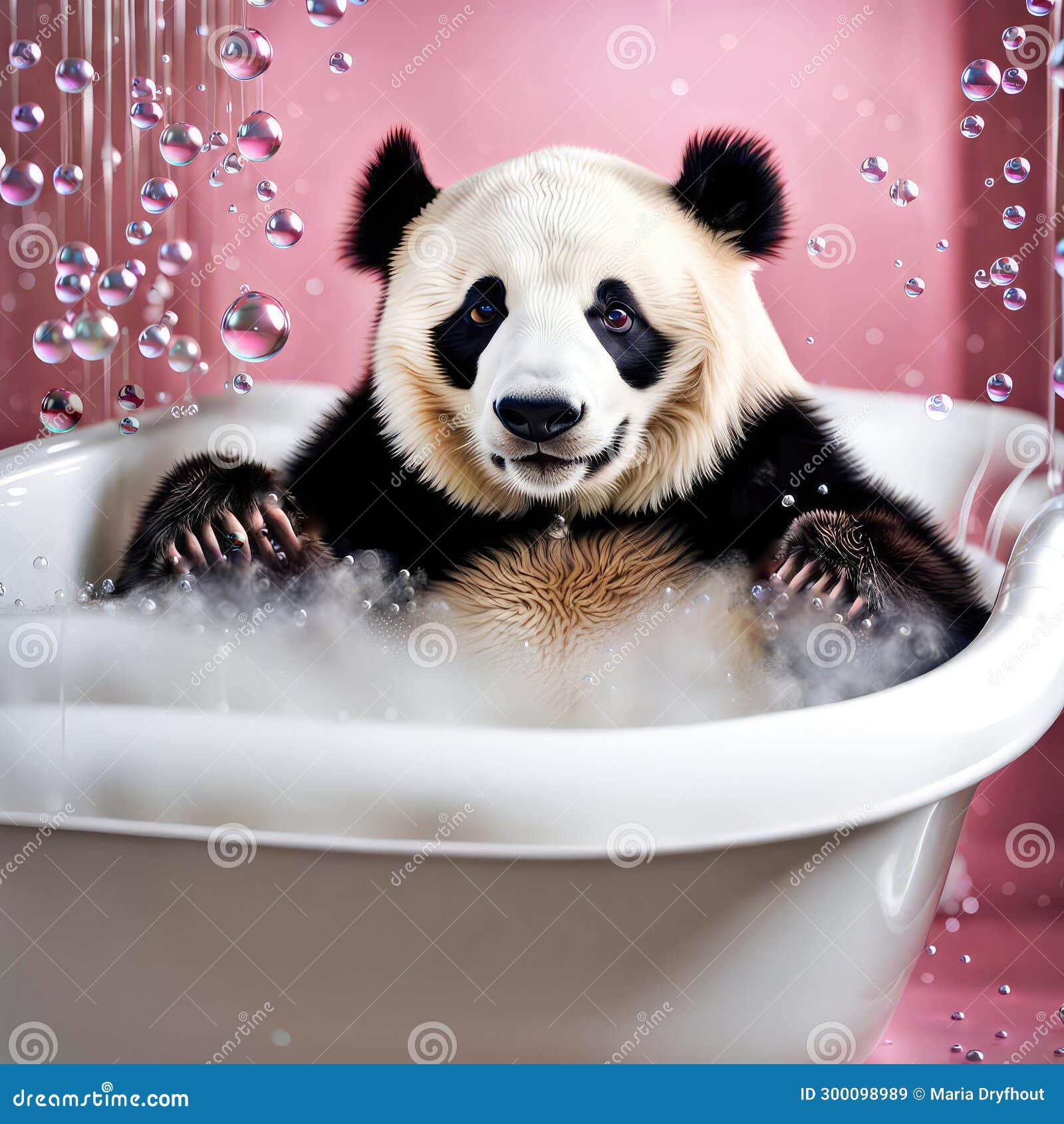 Panda Bear In Soapy Bubble Bath Stock Image | CartoonDealer.com #300098989