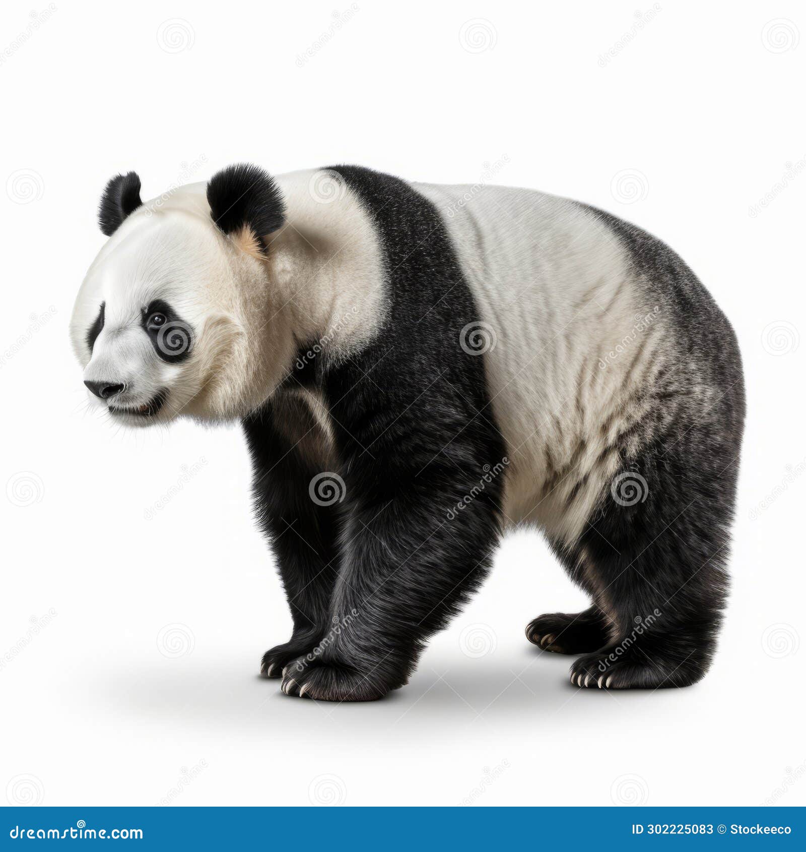 Ultradetailed Side View Photo of a Large Panda on White Background ...