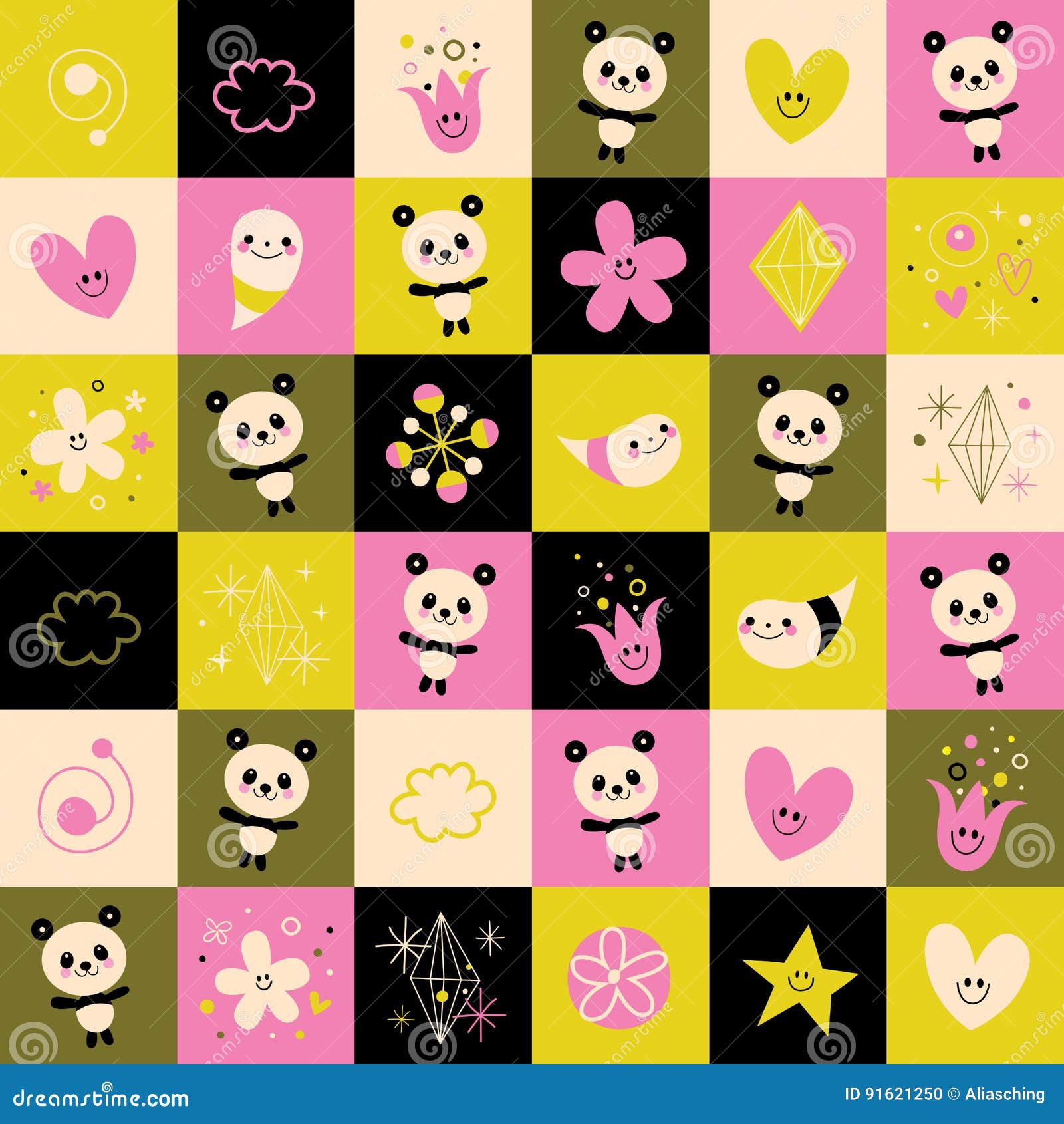 Panda Bears Cute Animals Numbers With Cartoon Baby Illustrations ...