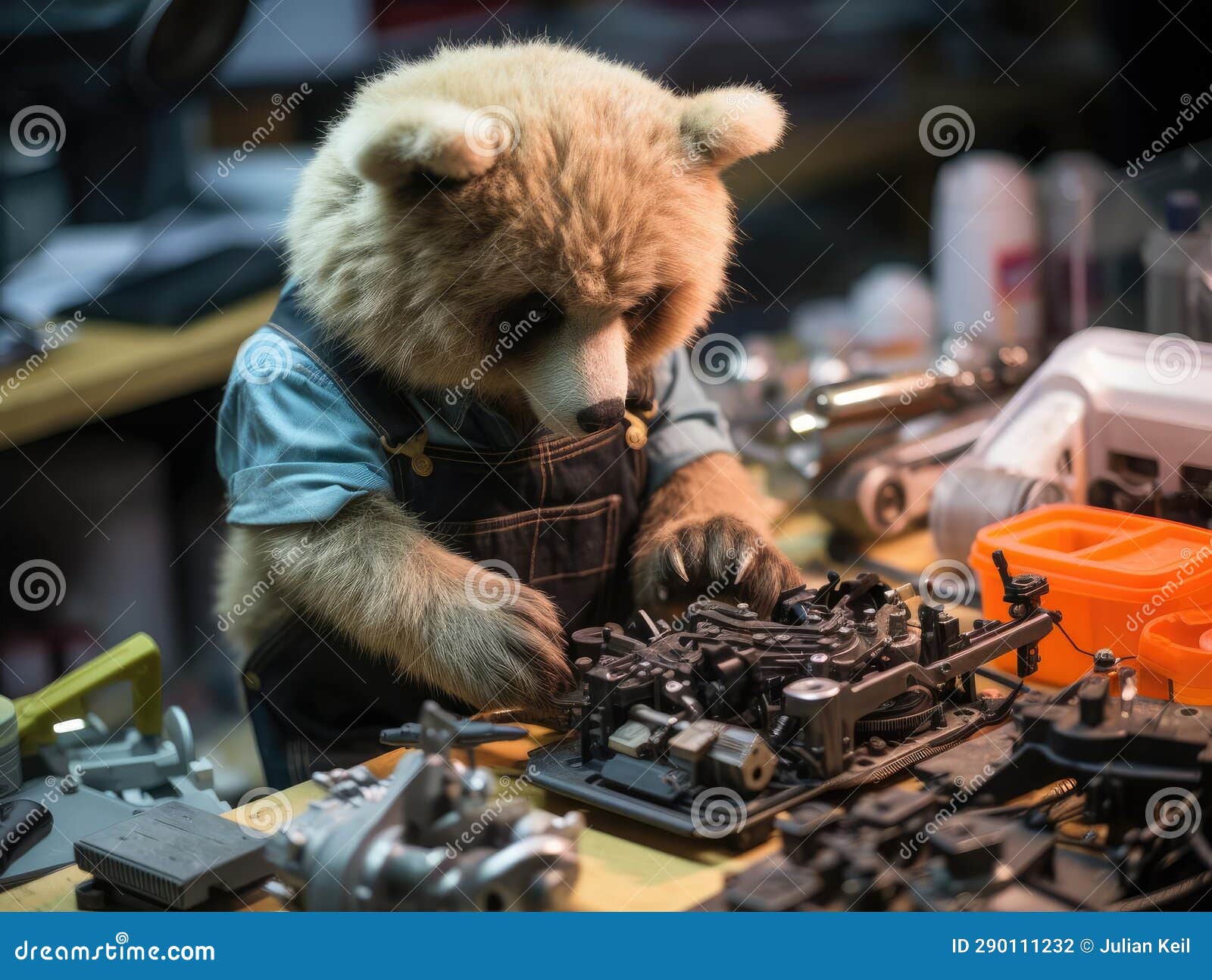 Panda Bears Repair Shop with Toy Computer Stock Illustration ...