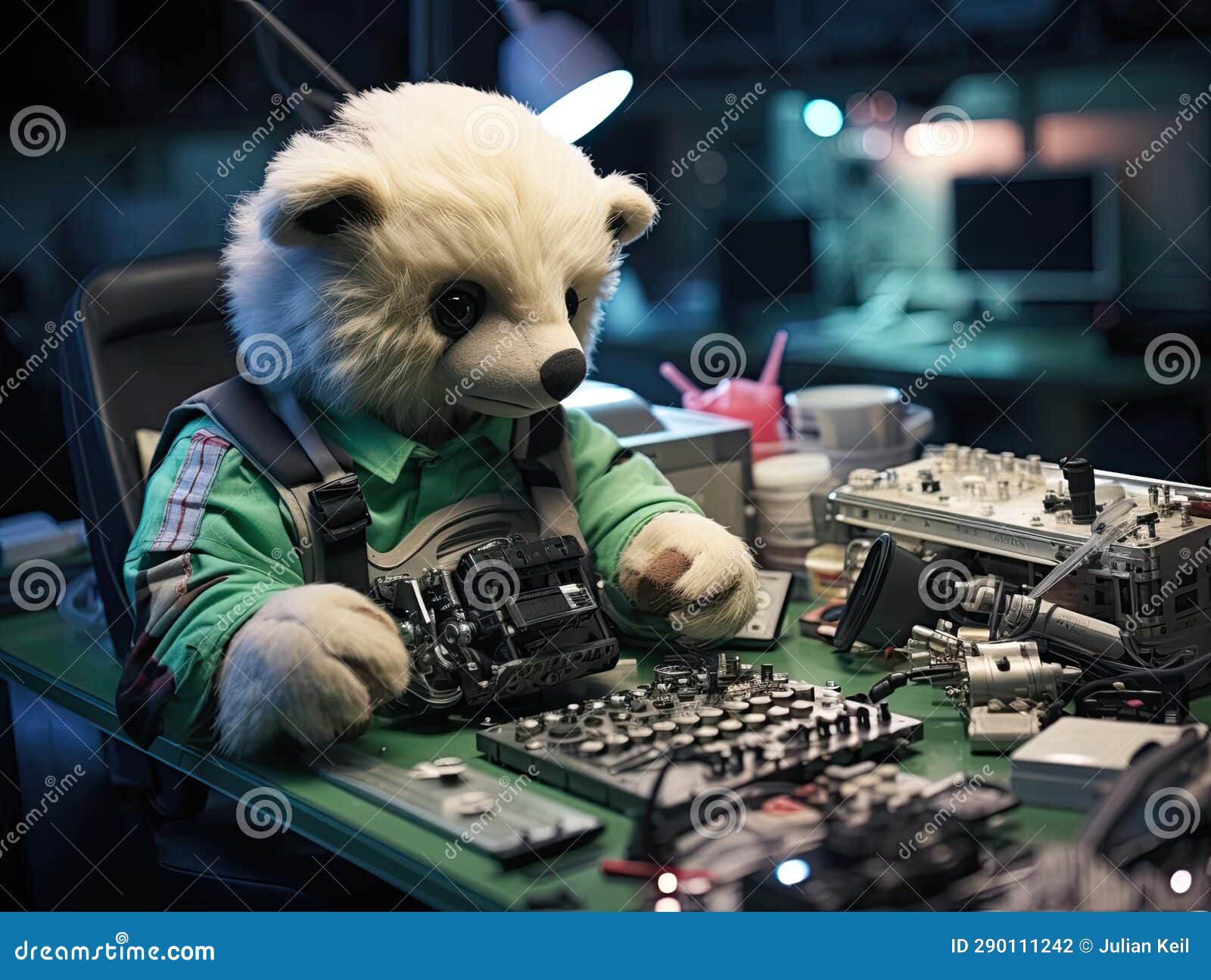 Panda Bears Repair Shop with Toy Computer Stock Illustration ...