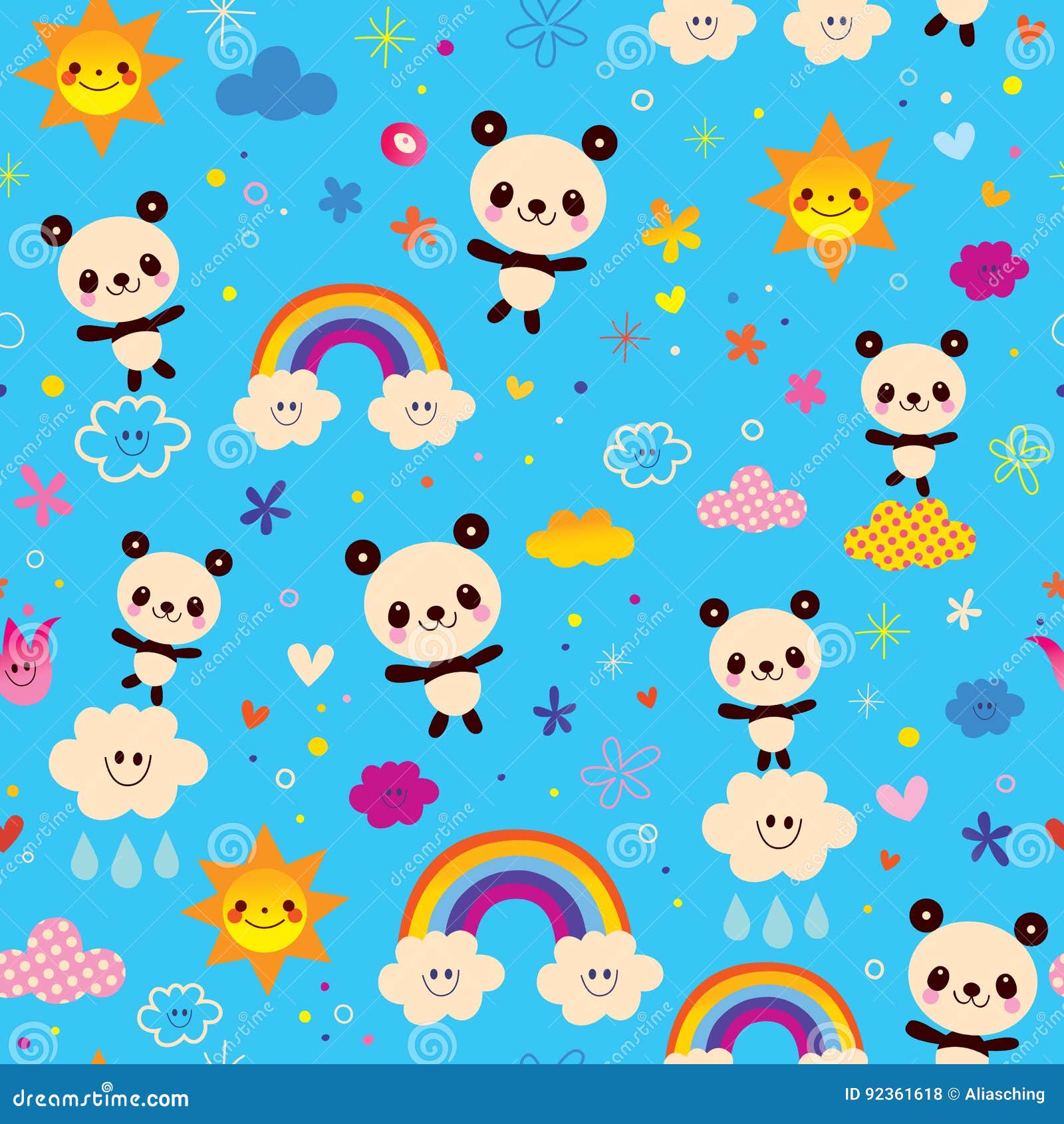 Panda Bears Cute Animals Numbers With Cartoon Baby Illustrations ...
