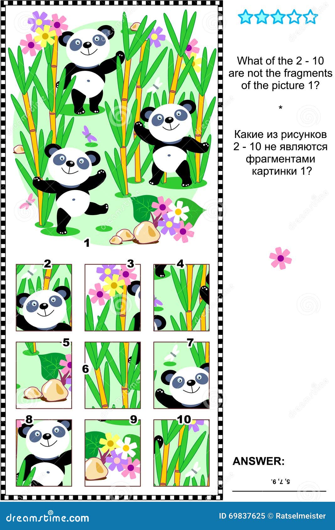 Panda Bears Visual Riddle - What Does Not Belong? Stock Vector ...