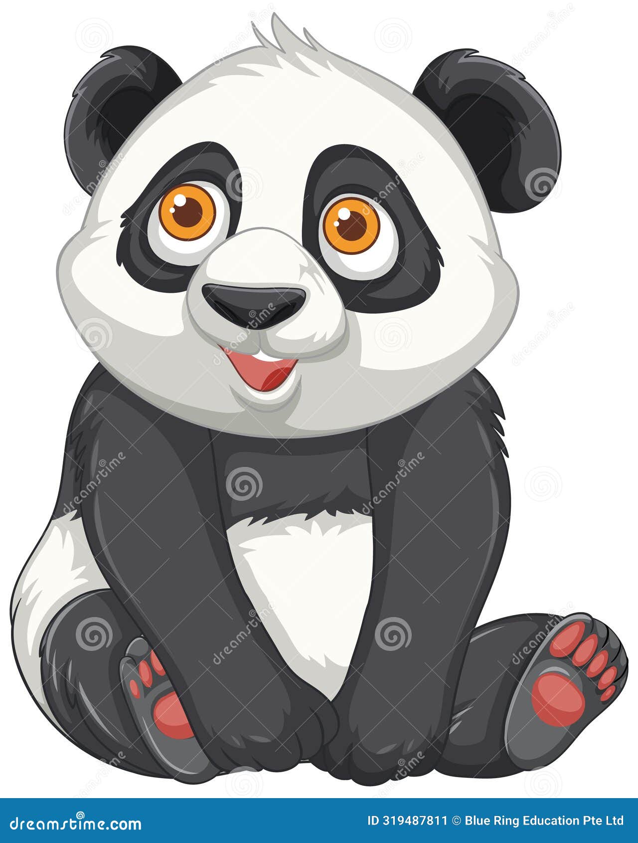 A Panda with Big Eyes Sitting Happily Stock Vector - Illustration of ...