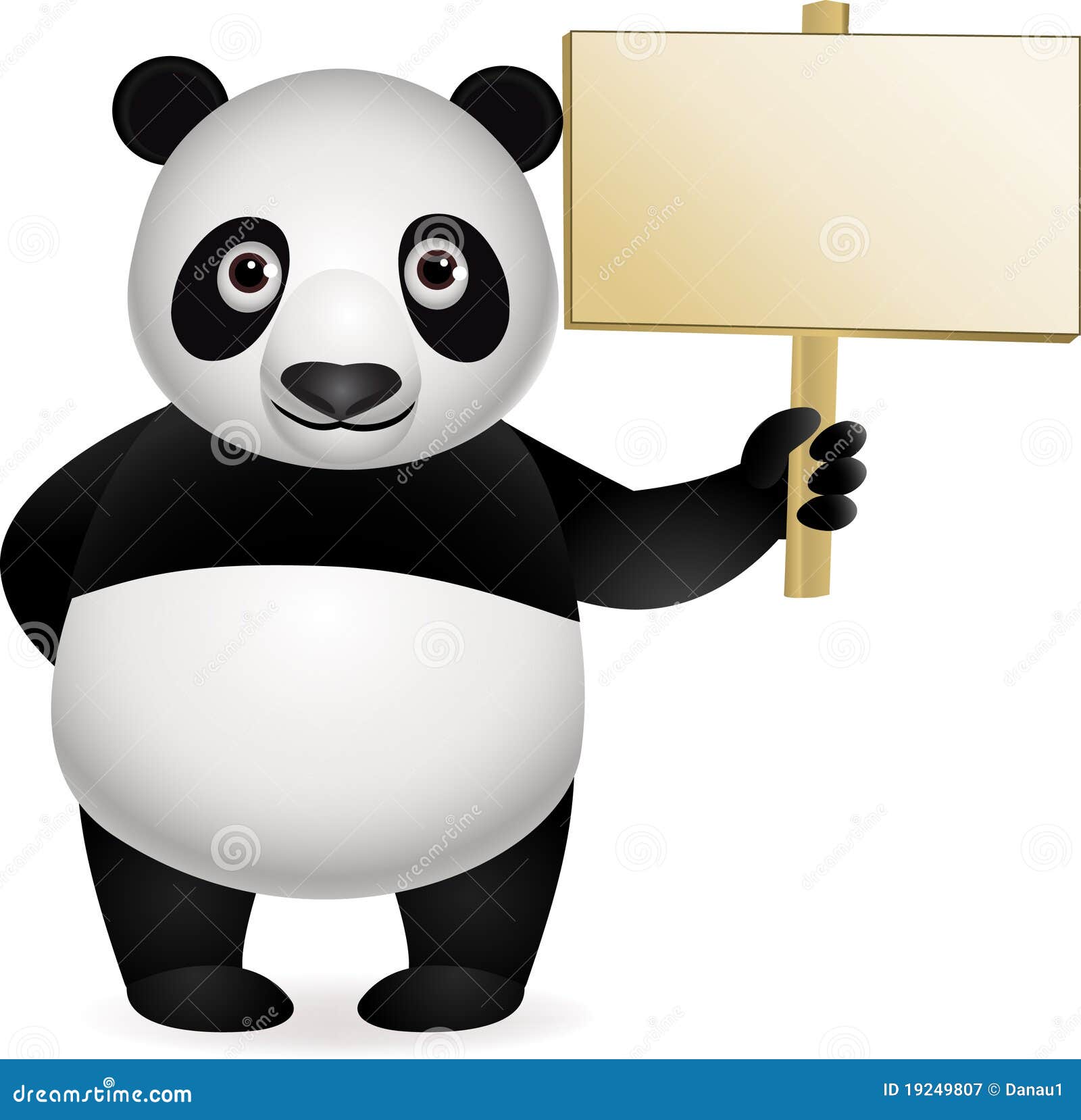 Panda and blank sign stock vector. Illustration of hair - 19249807