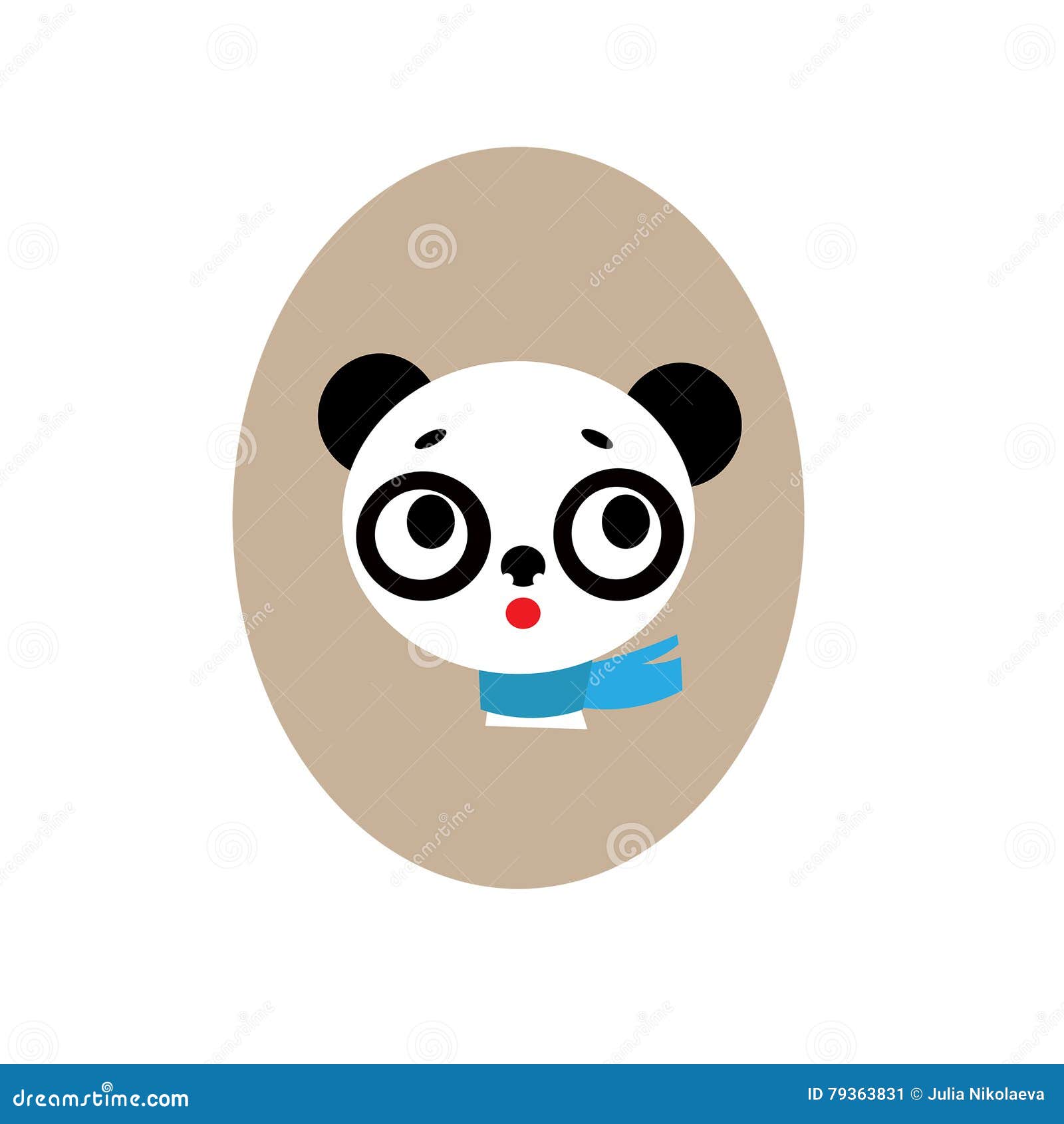 Panda with blue scarf stock vector. Illustration of scared - 79363831