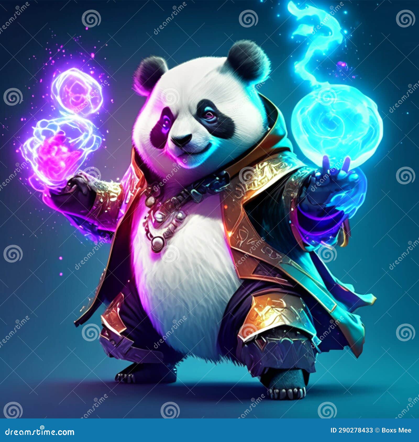 A Panda in a Blue Suit with a Magic Wand. Vector Illustration Stock ...