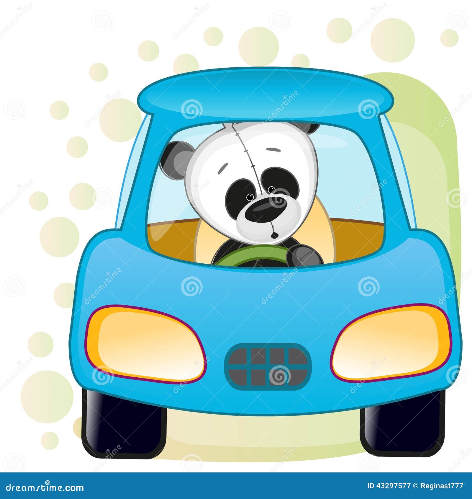 Panda in a car stock vector. Illustration of headlight - 43297577